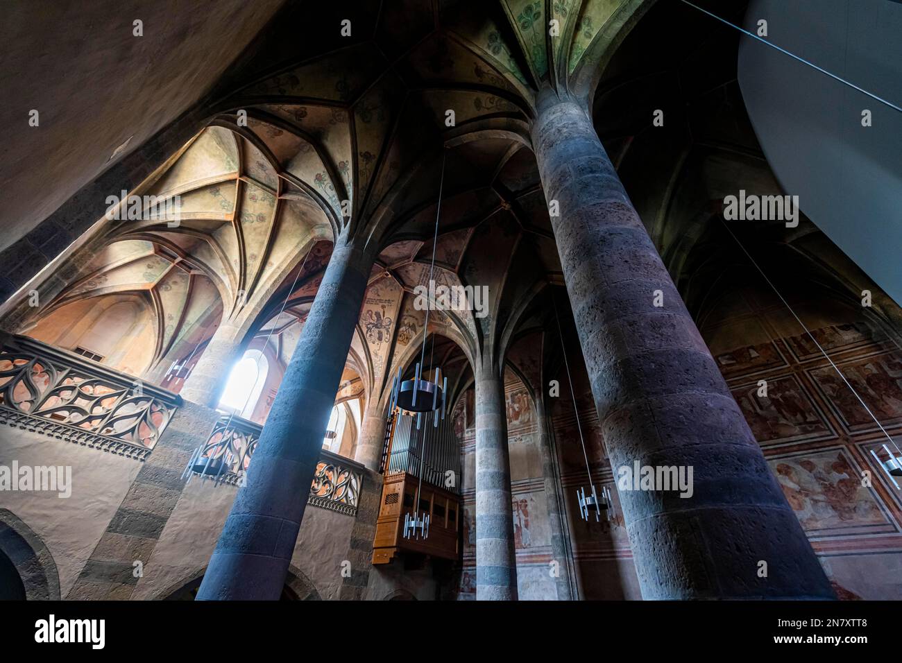 Interior of the Benedictine Convent of St. John in Mustair on the Swiss ...