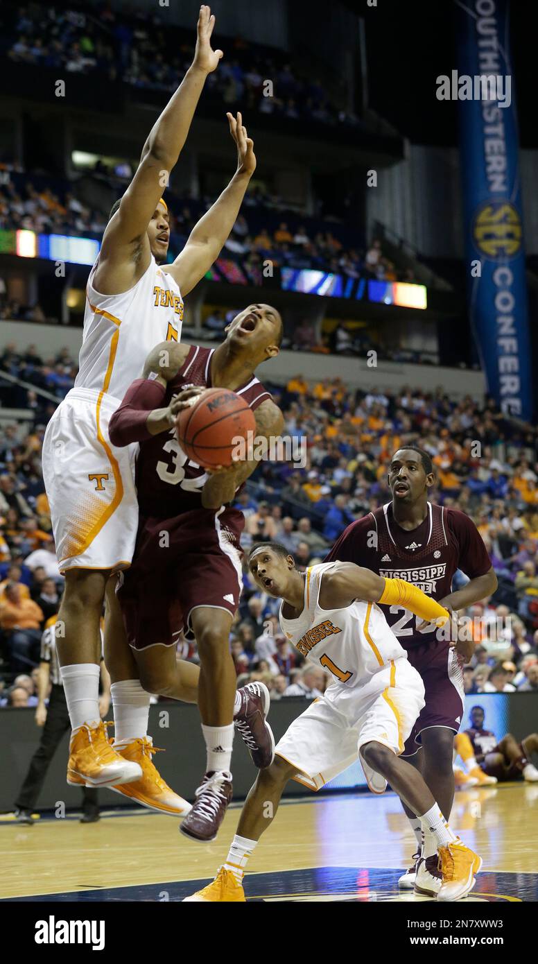 Mississippi State guard Craig Sword (32) works against Tennessee ...