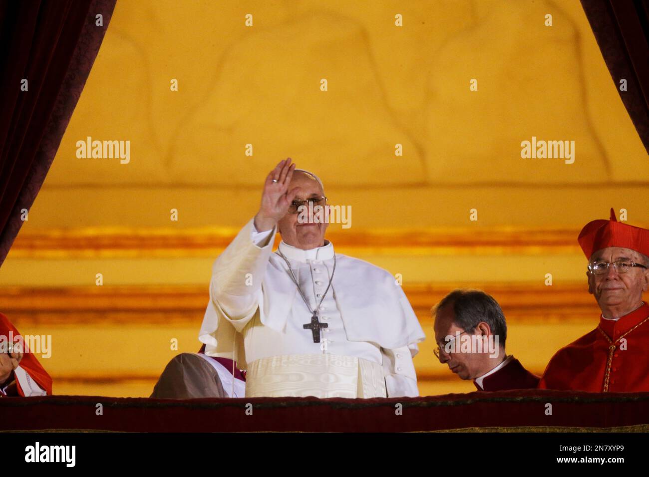 Pope Francis on the central balcony of St. Peter's Basilica at the ...