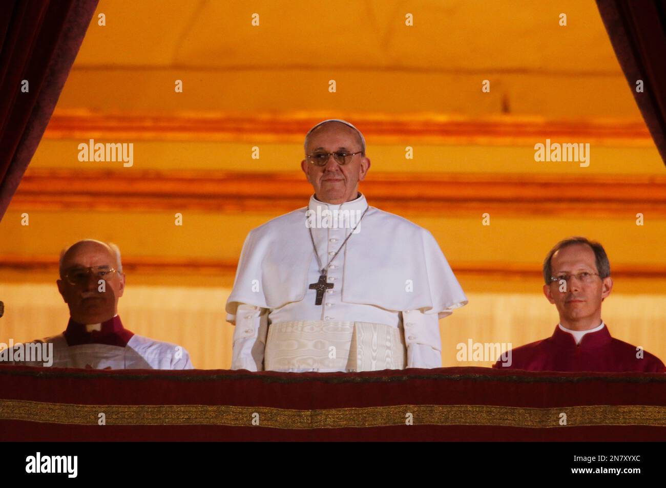 Pope Francis on the central balcony of St. Peter's Basilica at the ...