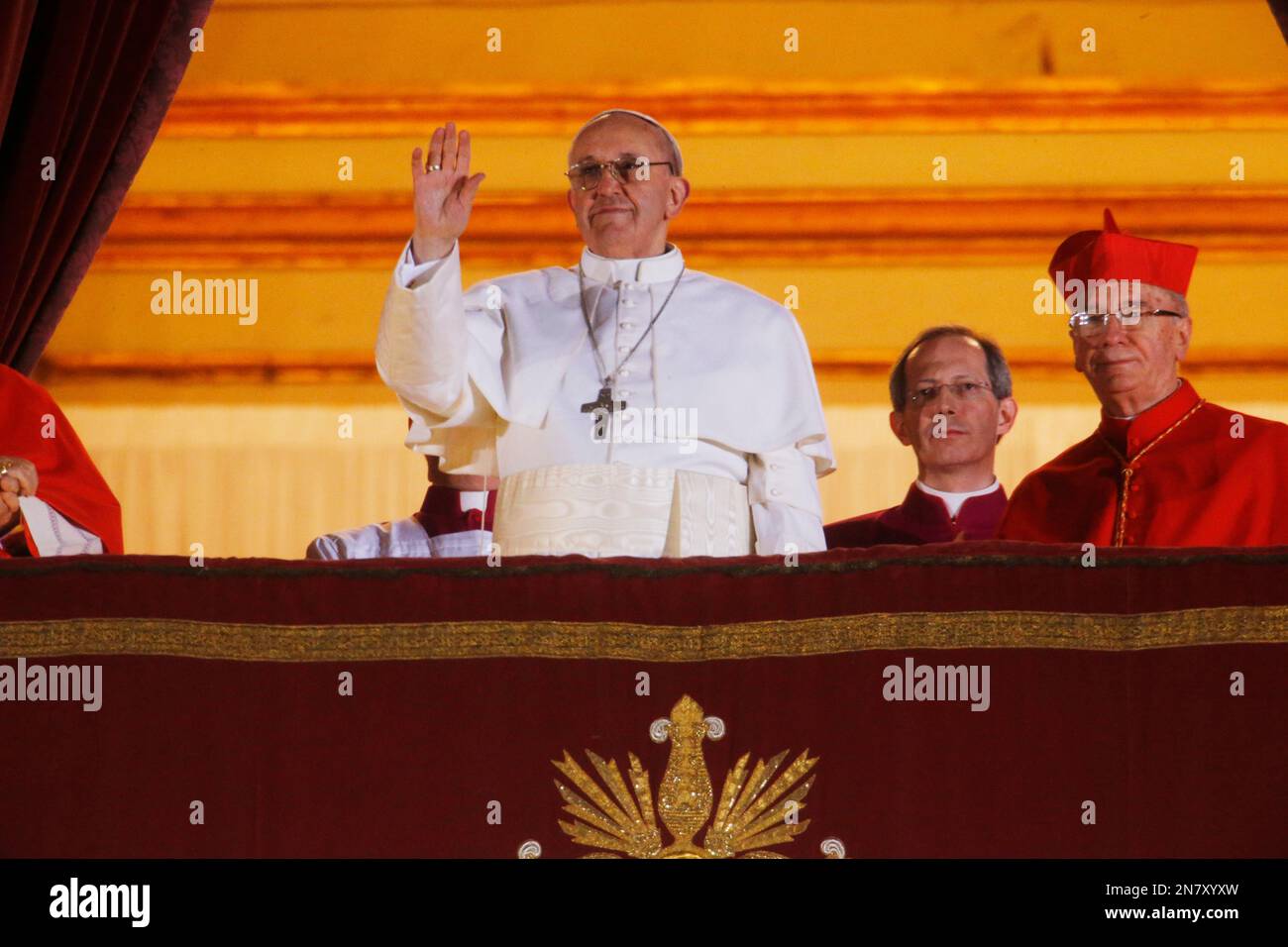 Pope Francis on the central balcony of St. Peter's Basilica at the ...