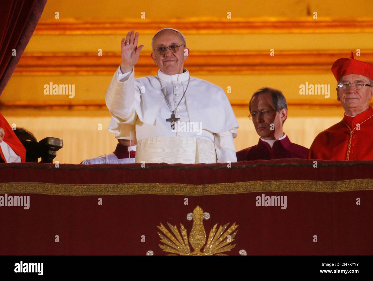 Pope Francis on the central balcony of St. Peter's Basilica at the ...
