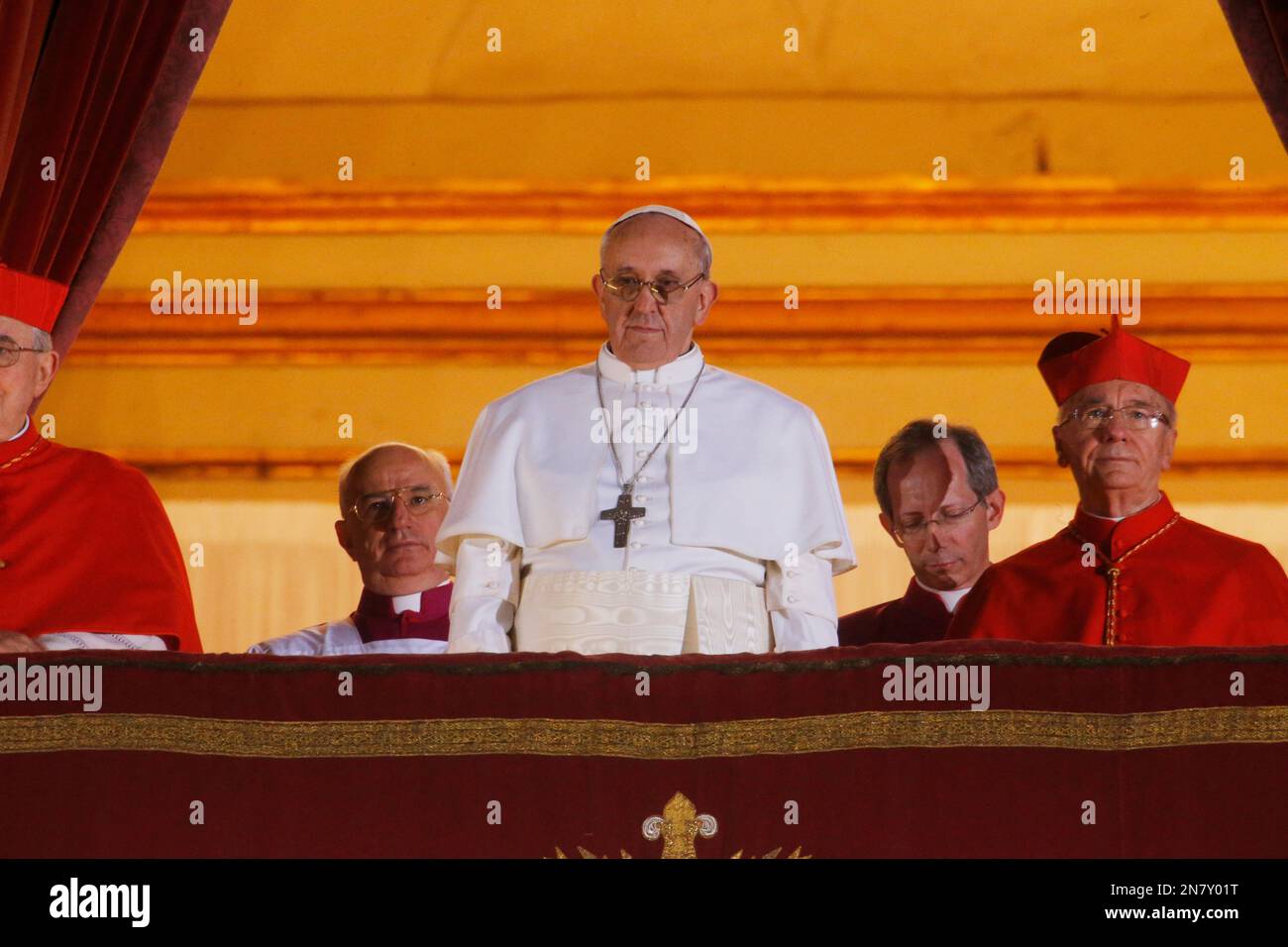 Pope Francis on the central balcony of St. Peter's Basilica at the ...