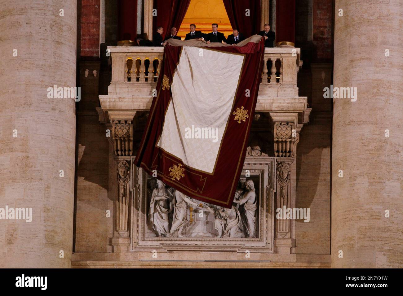 Pope Francis on the central balcony of St. Peter's Basilica at the ...