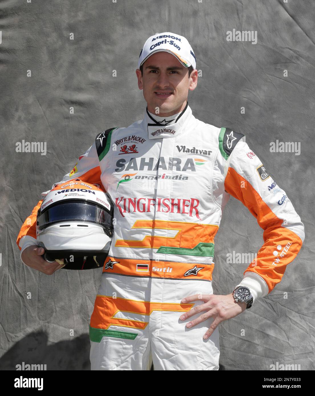 Force India driver Adrian Sutil of Germany poses for a photo during the ...