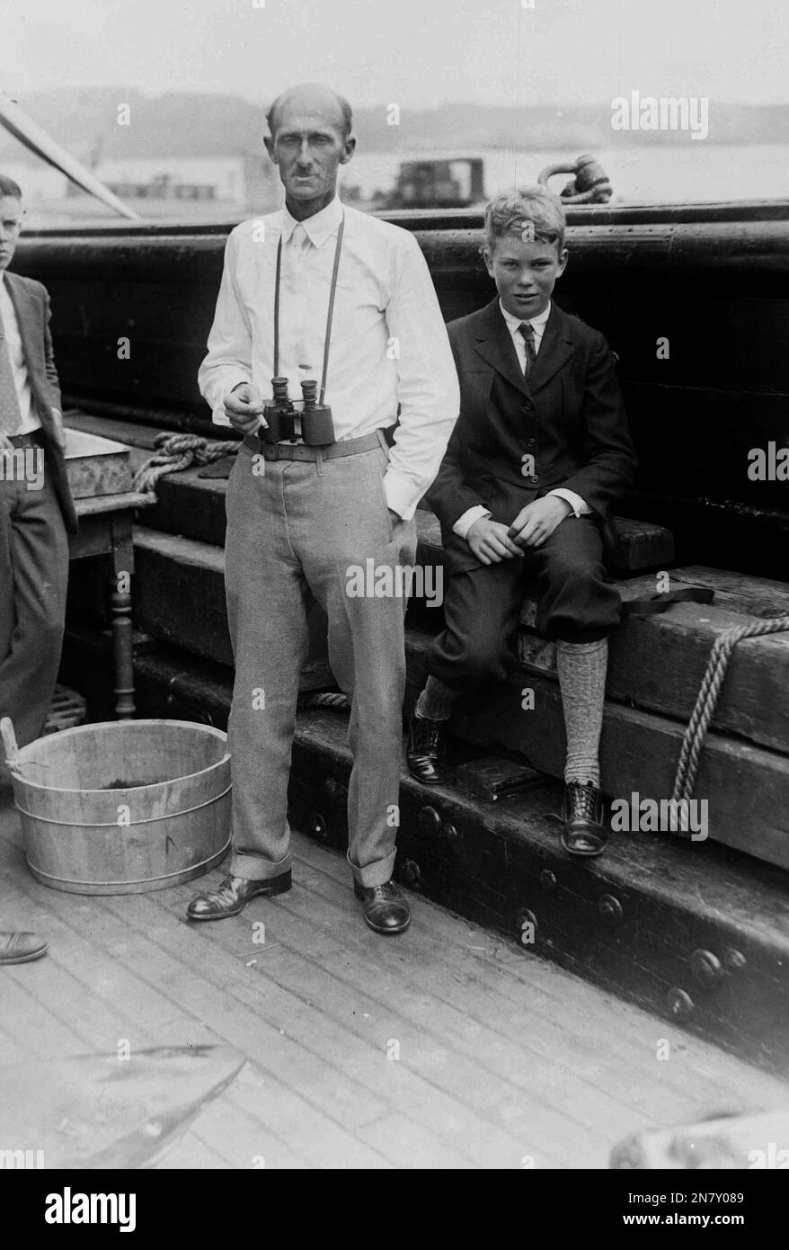 William Beebe, left, head of the Oceanographic Exploration Expedition ...