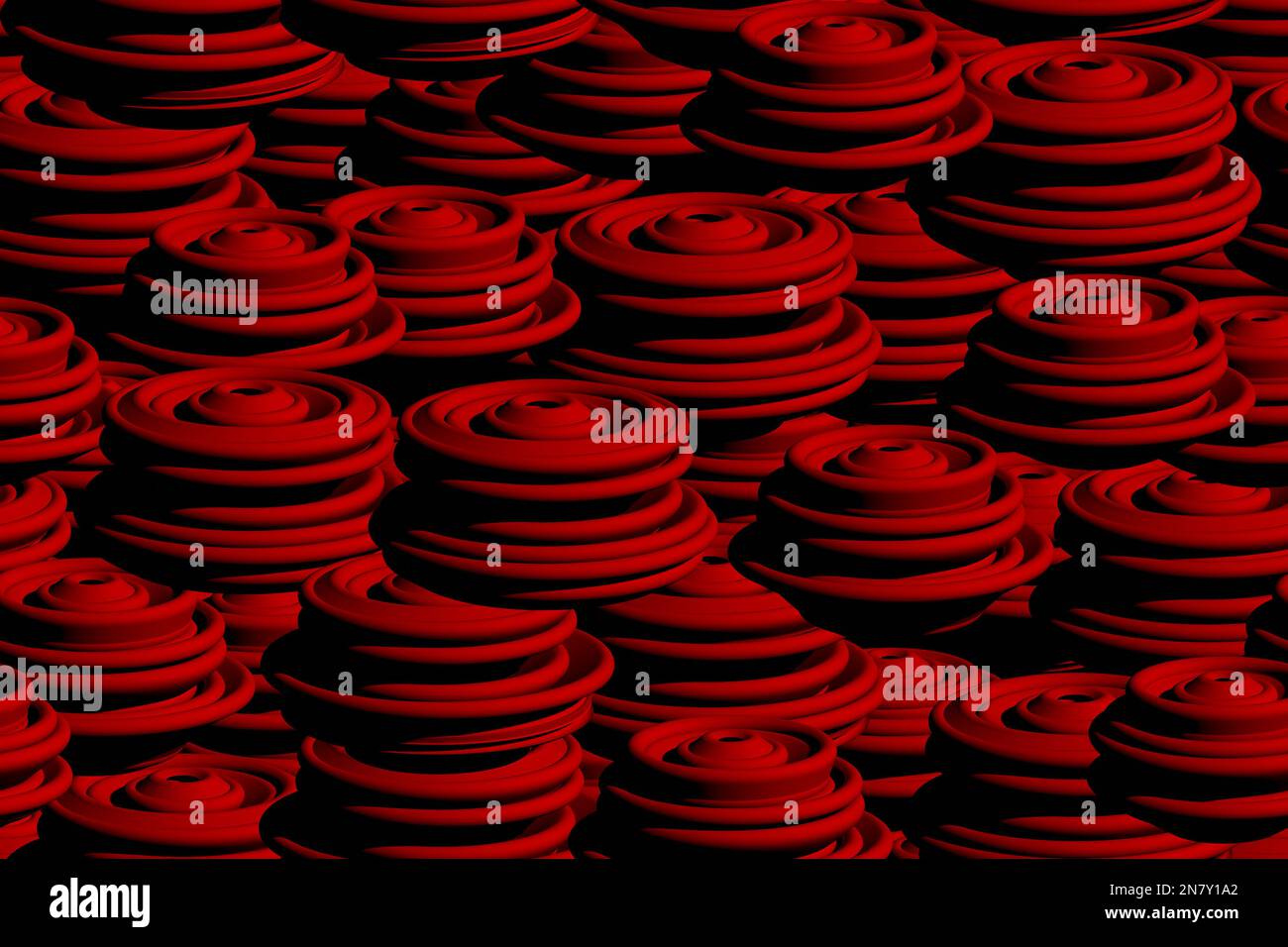 Red Isometric Concentric Ring 3D Pattern Stock Photo - Alamy