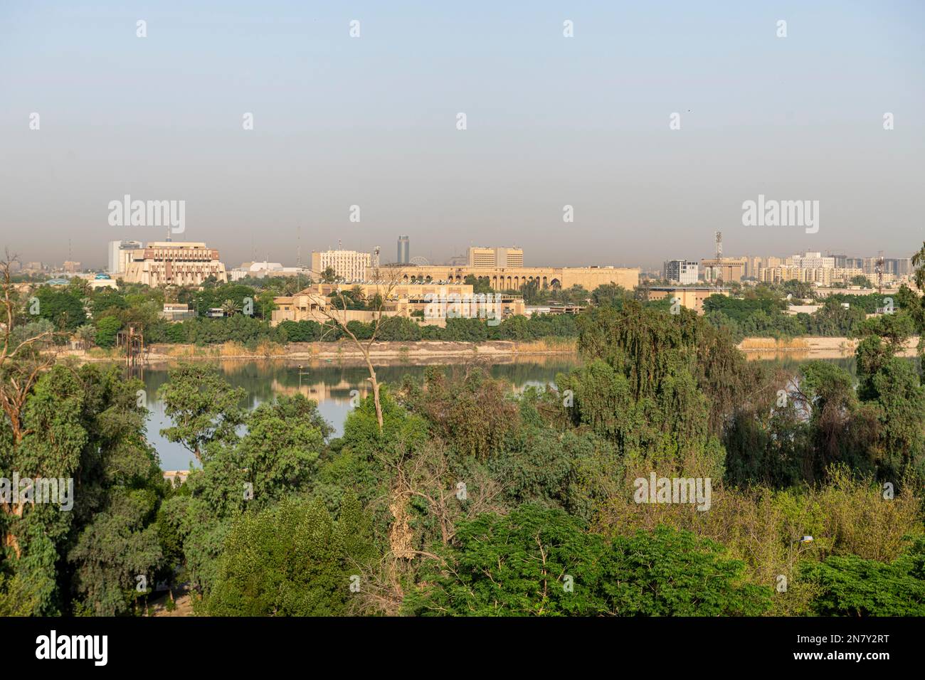 Overlook over the Tigris river and the green zone, Baghdad, Iraq Stock ...