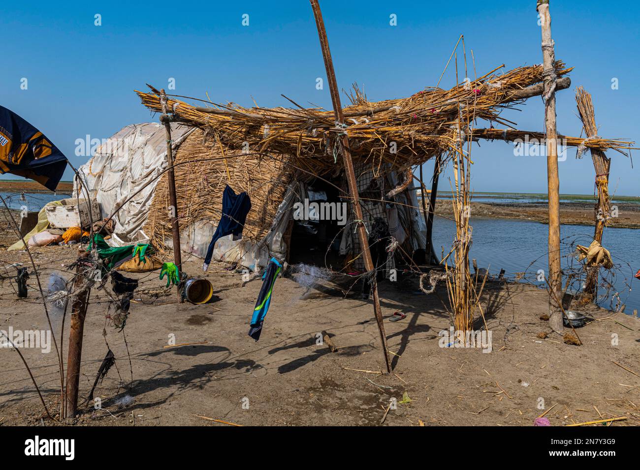 Reed house of Marsh Arabs, Mesopotamian Marshes, Ahwar of southern Iraq ...