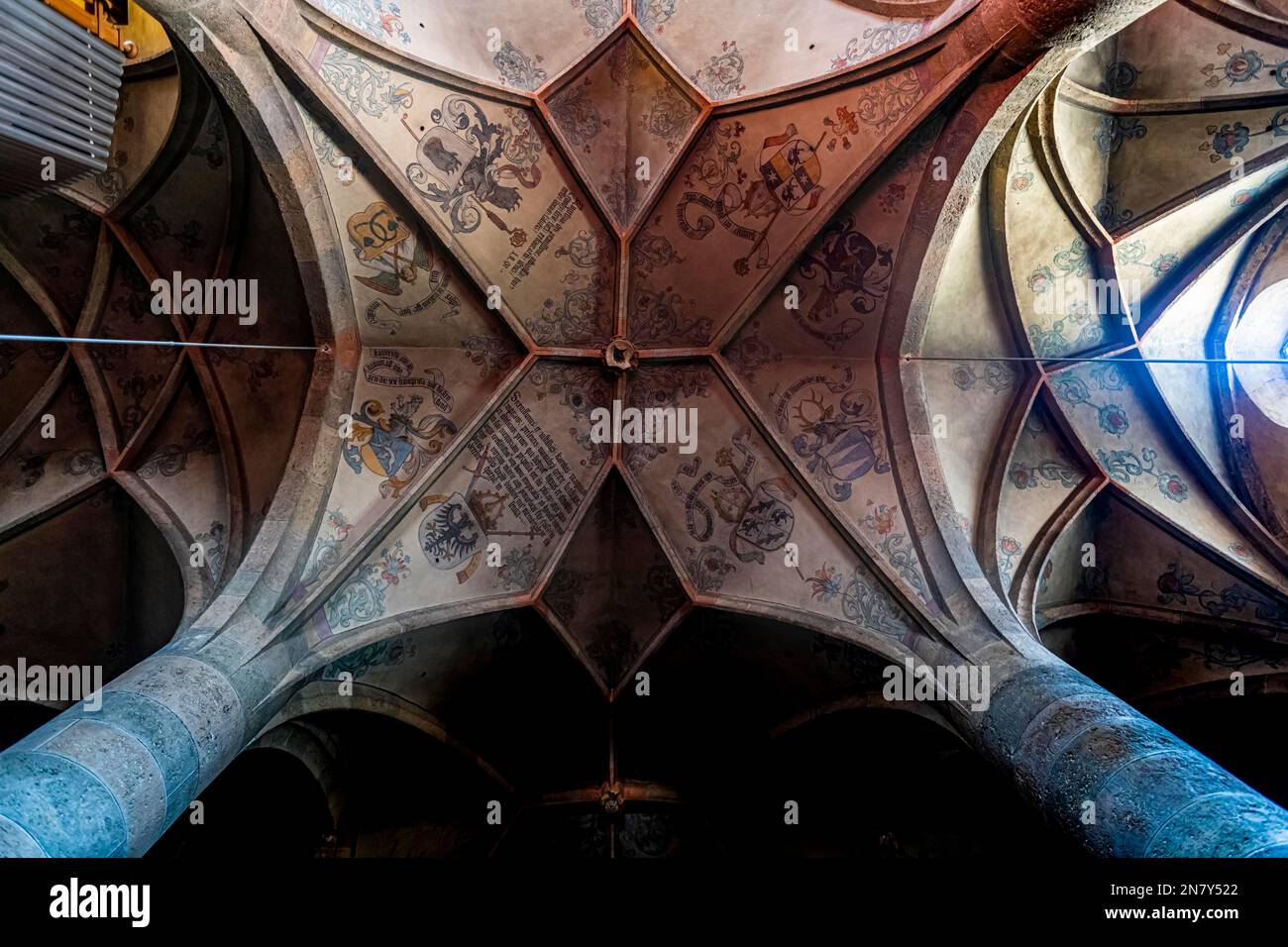 Interior of the Benedictine Convent of St. John in Mustair on the Swiss ...