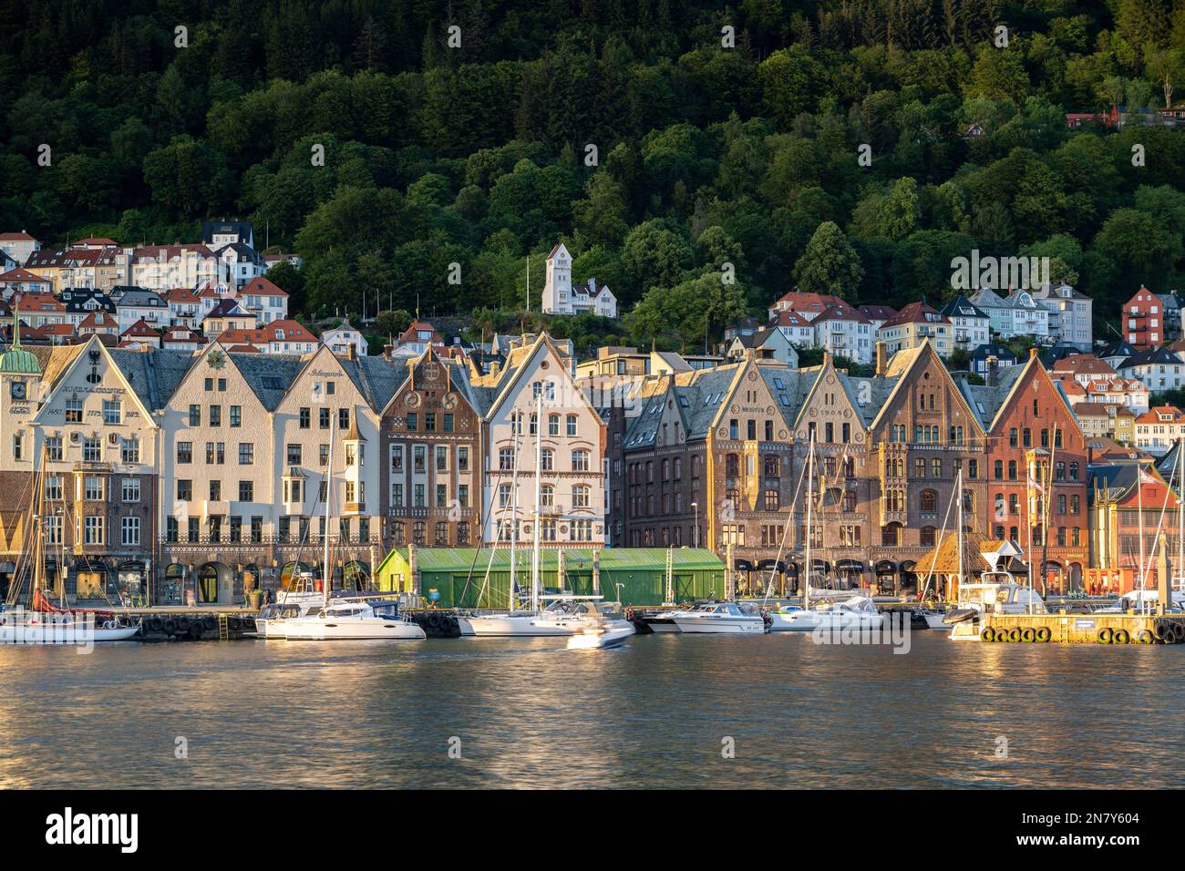 Hanseatic Quarter, Bryggen, evening mood, Unesco World Heritage Site ...