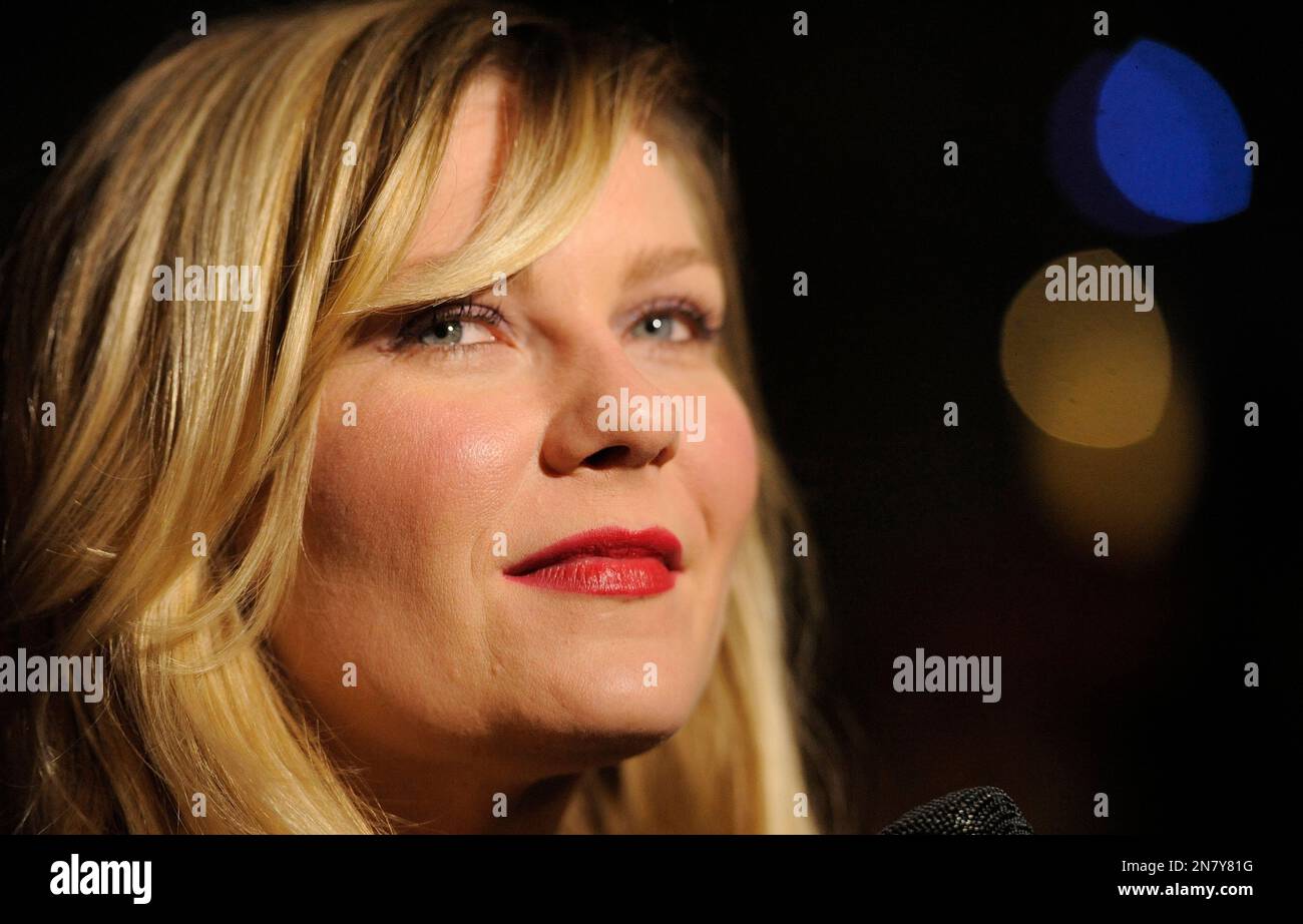 Kirsten Dunst, a cast member in "Upside Down," is interviewed at a ...