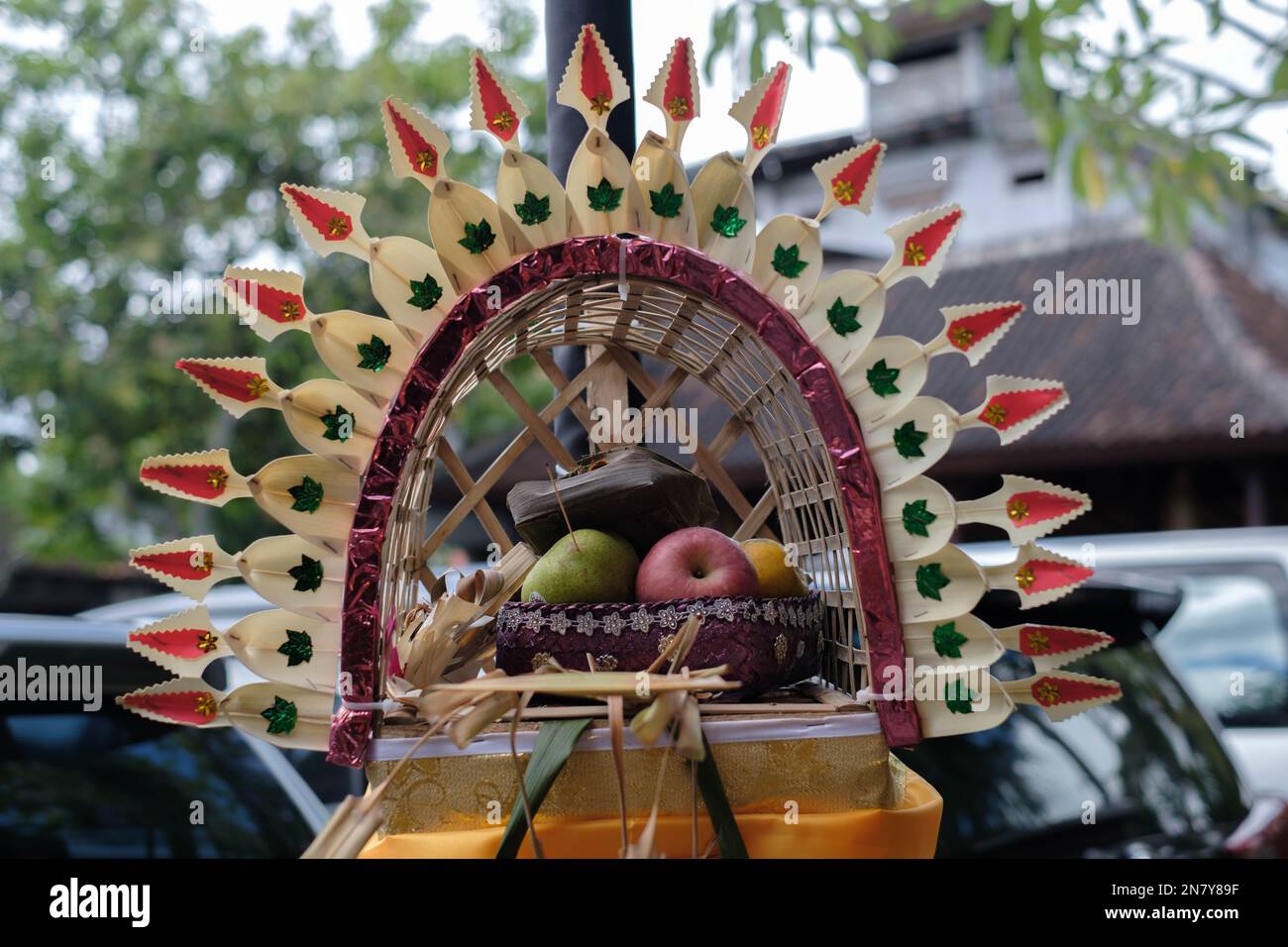 Balinese traditional decoration used for placing Canang Sari on ...