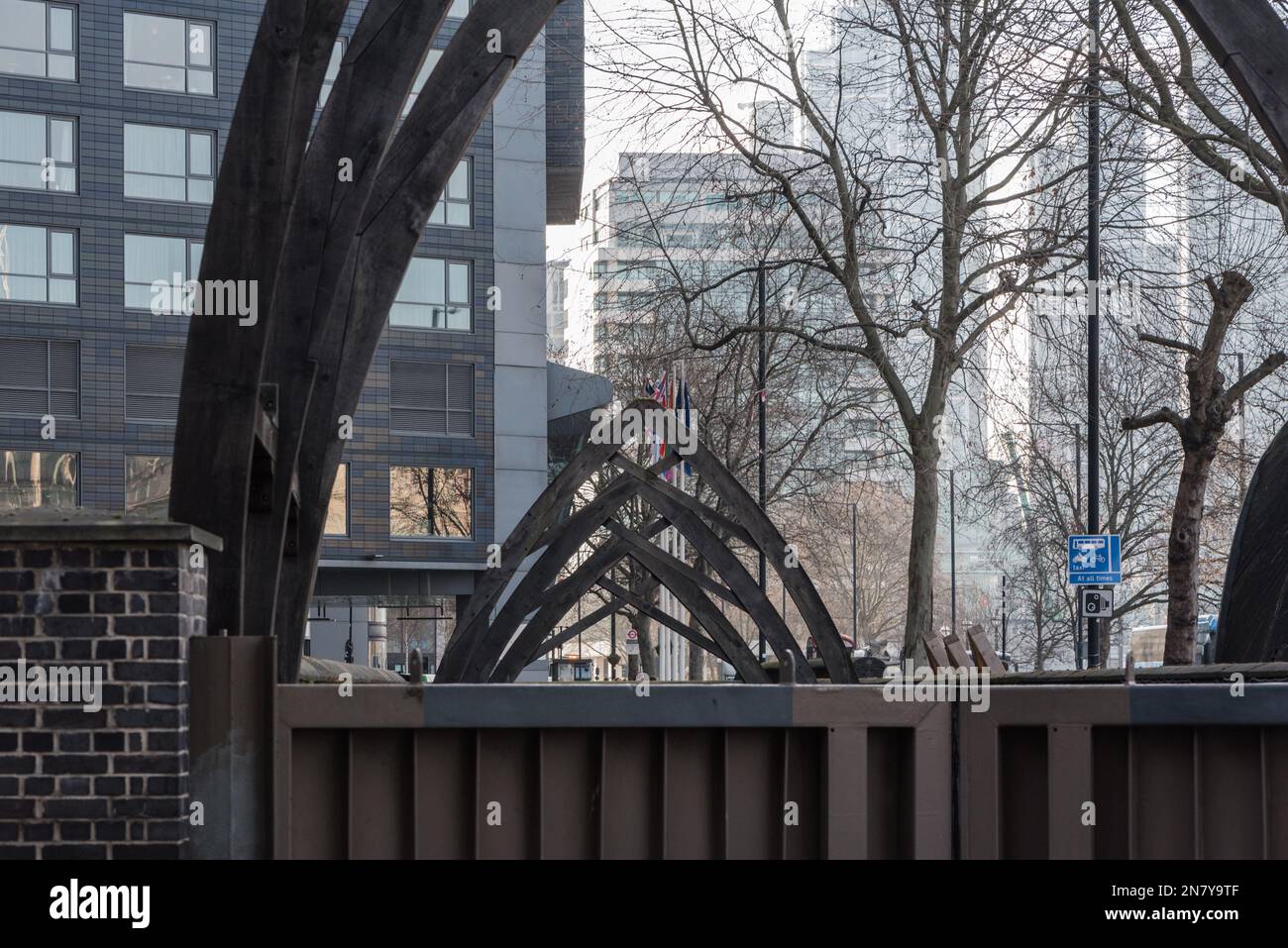 Ship-shaped sculpture at White Hart Dock, Lambeth Stock Photo - Alamy