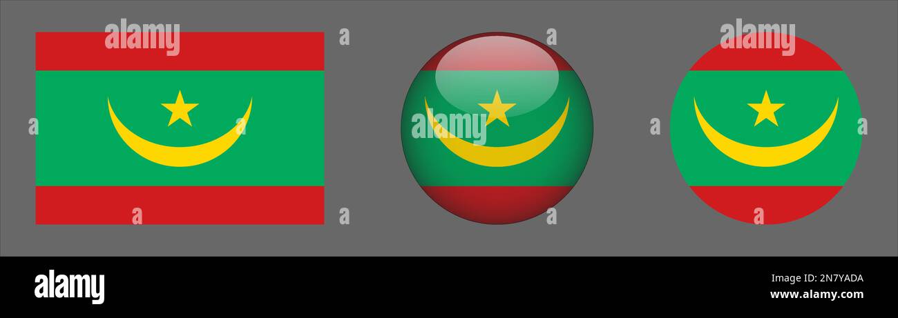 Mauritania Flag set collection Vector Stock Vector Image & Art - Alamy
