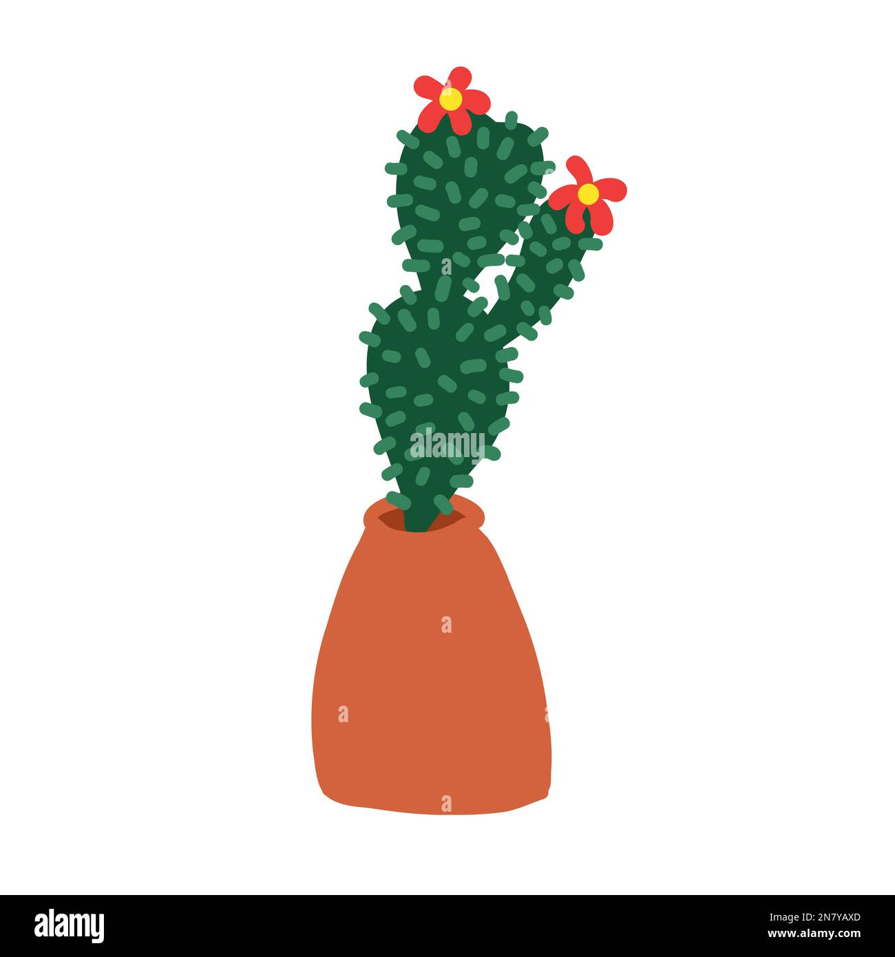 Cartoon cactus. Vector illustration in flat style isolated on white ...