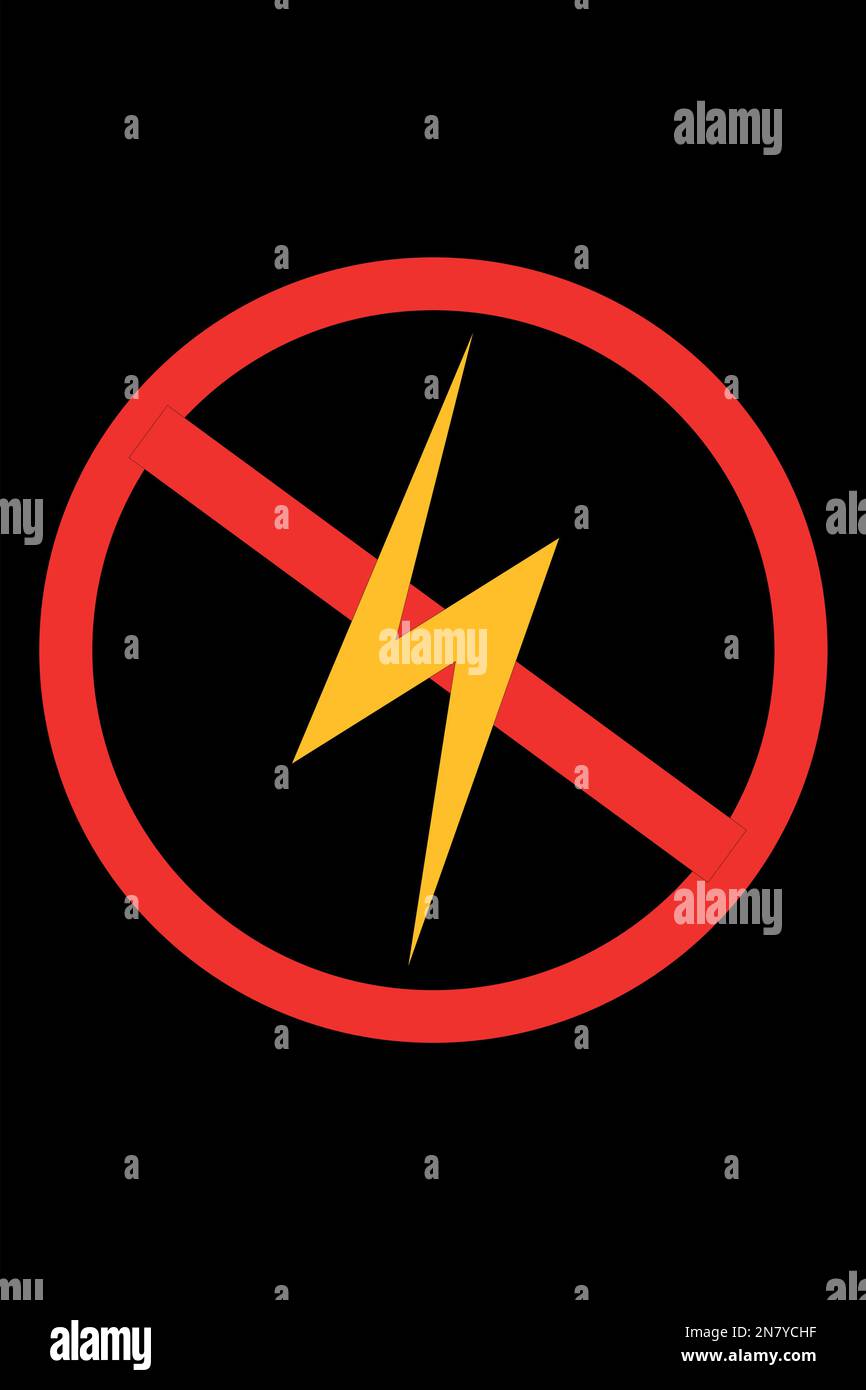 symbol sign no electricity in red circle no light Stock Vector Image ...