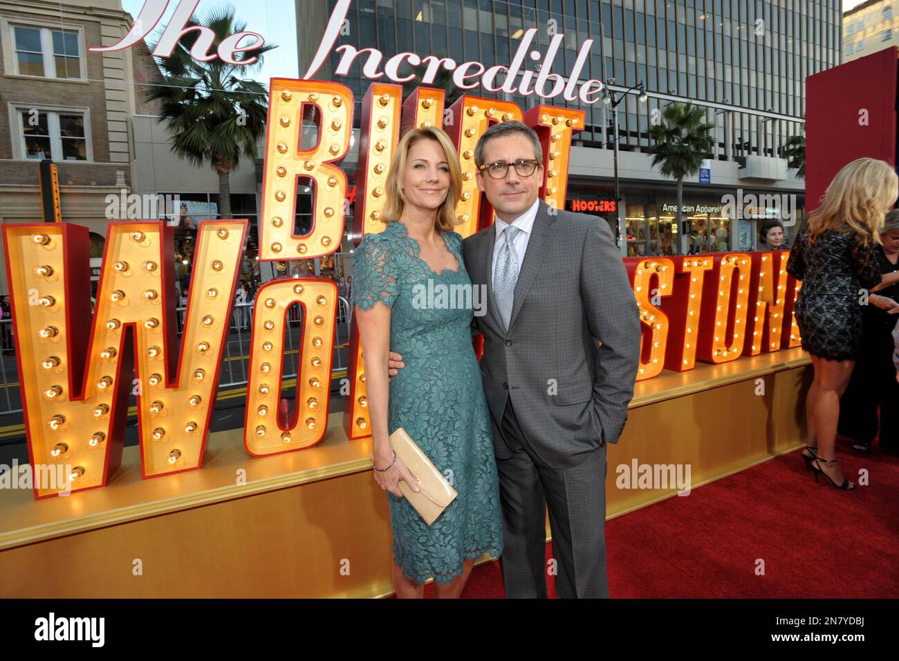 Actors Nancy Walls, left, and Steve Carell arrive at the LA premiere of ...