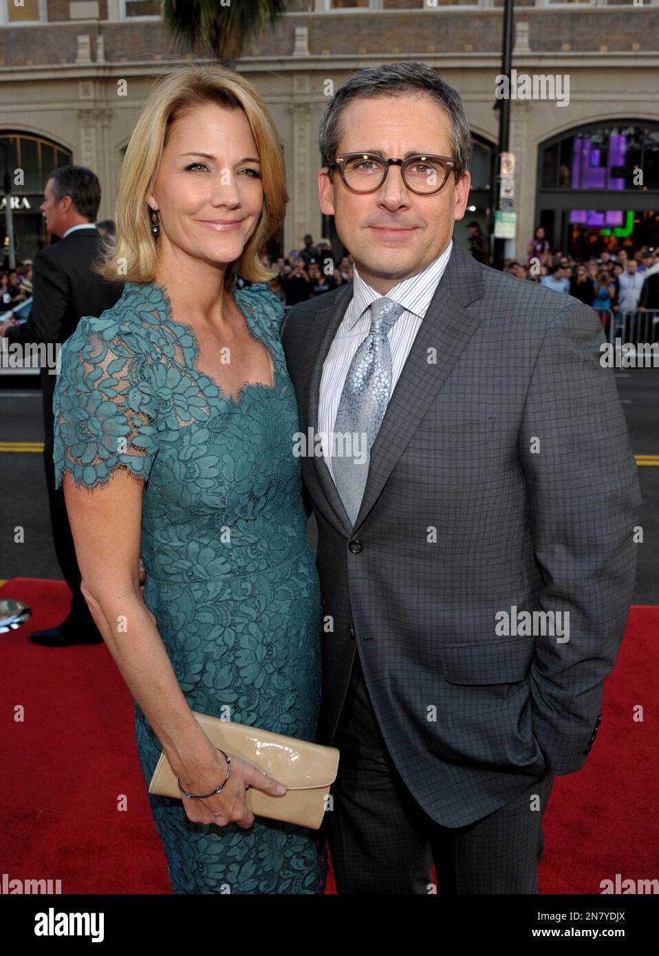 Actors Nancy Walls, left, and Steve Carell arrive at the LA premiere of ...