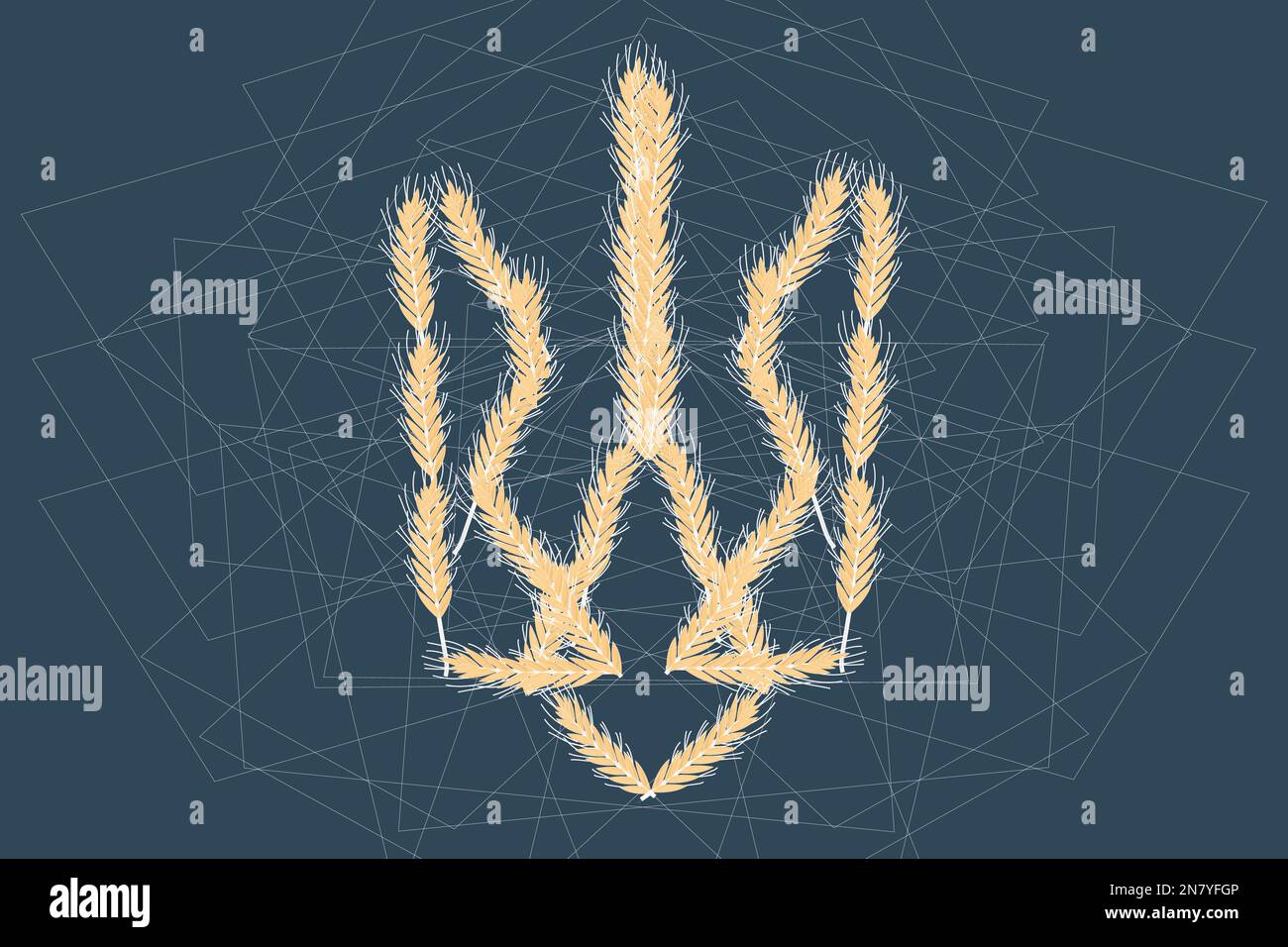 coat of arms of Ukraine with ears of corn, the background of the ...