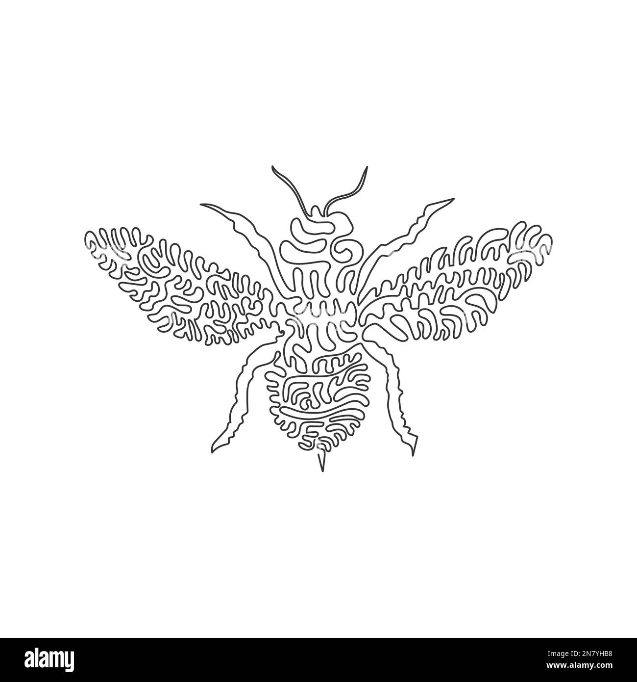 Single one line drawing of adorable bee flying abstract art. Continuous ...