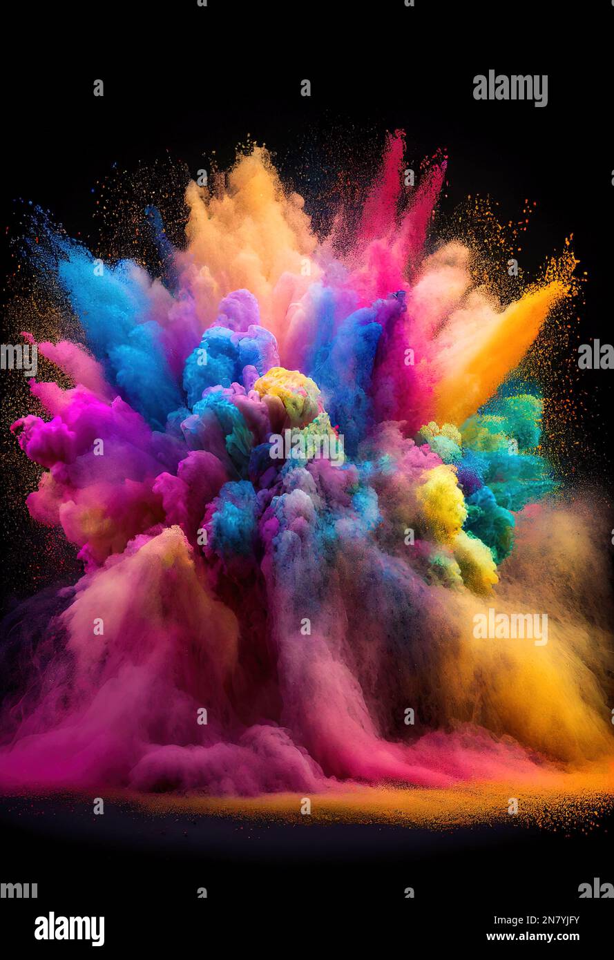 The colorful powder explosion on a black background Stock Photo - Alamy