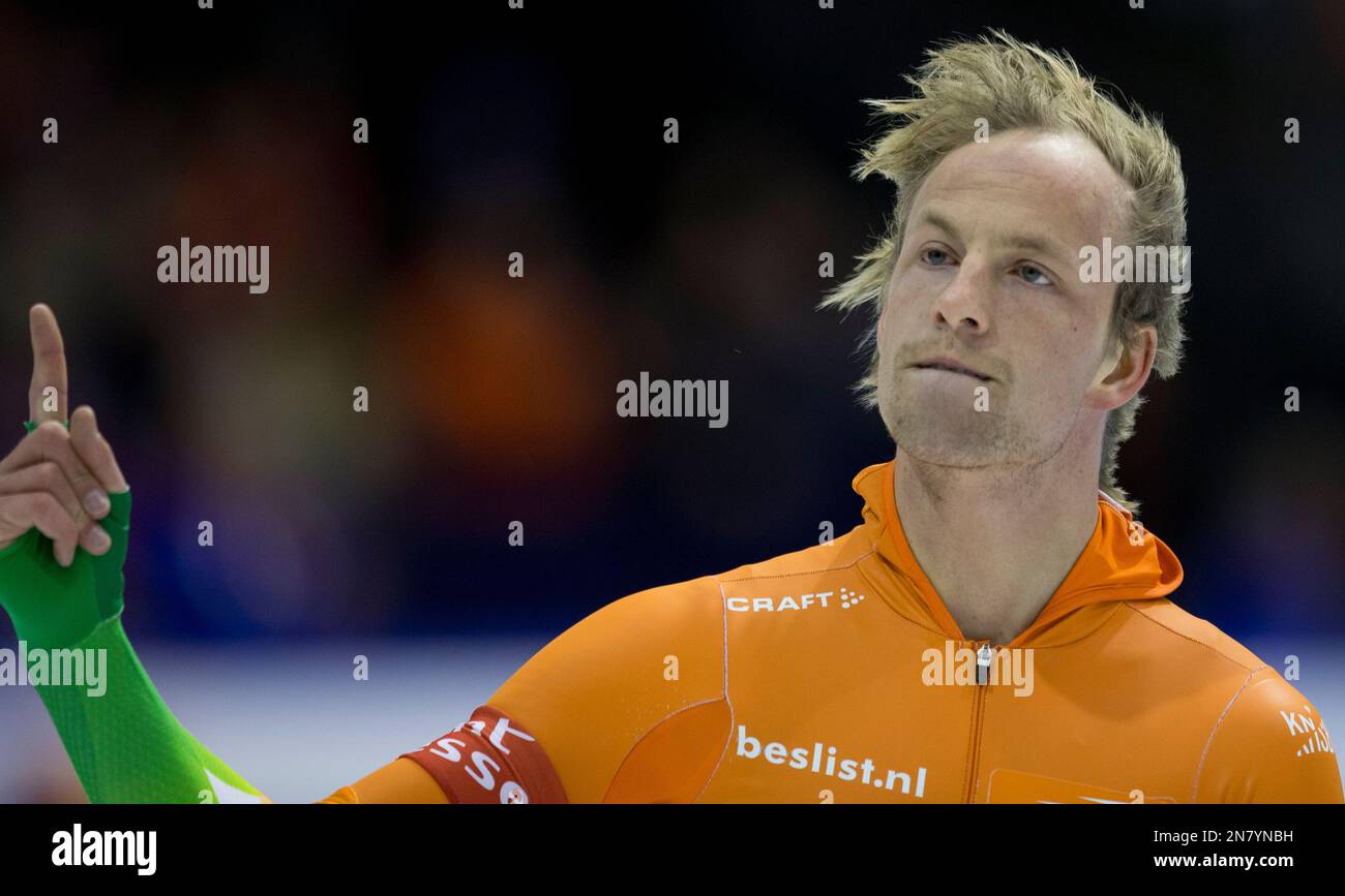 Michel Mulder of The Netherlands gestures after the second of two men's ...