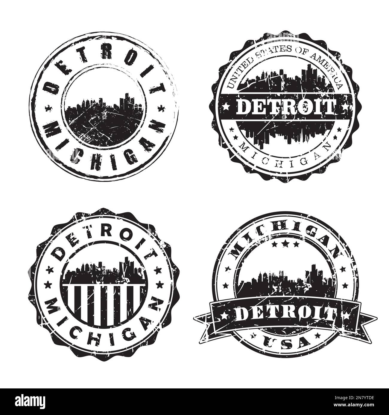 Vintage, detroit skyline hi-res stock photography and images - Alamy