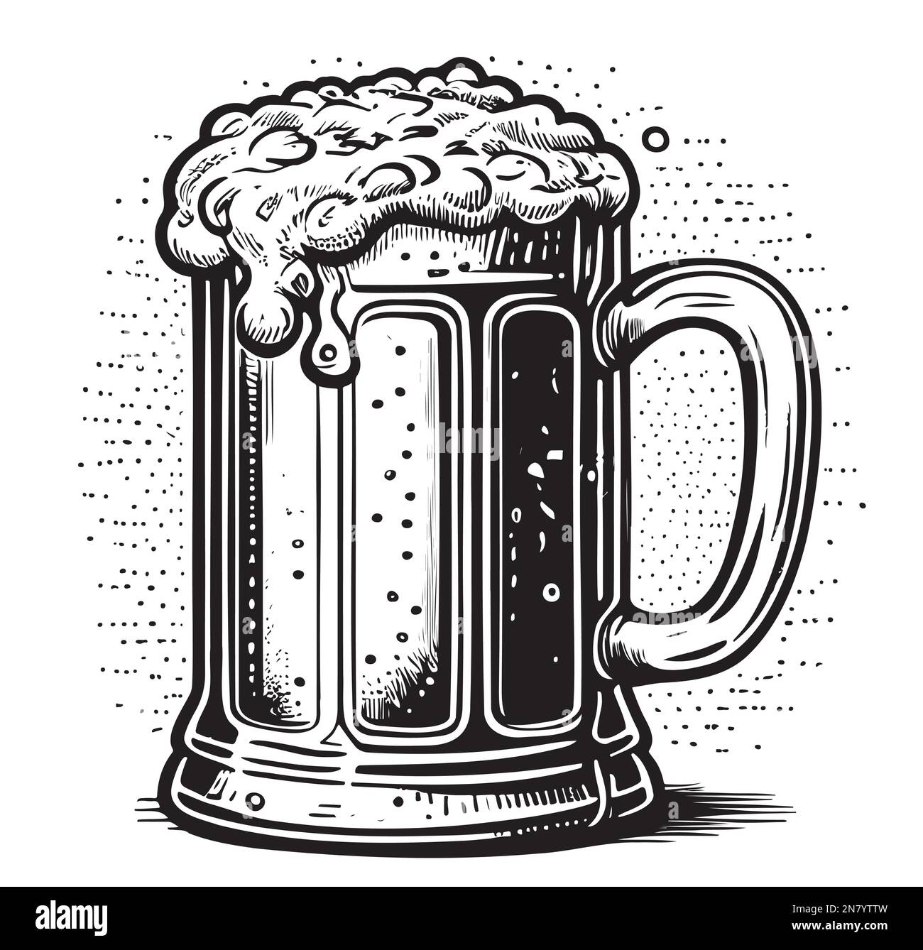 Mug with beer hand drawn sketch Vector illustration Stock Vector Image ...