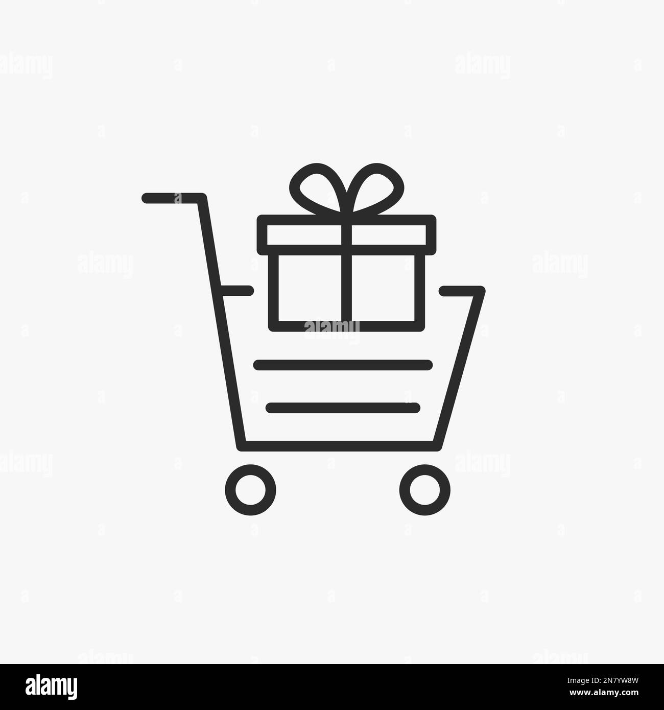 Gift box in trolley icon. Online shopping service concept Stock Vector ...