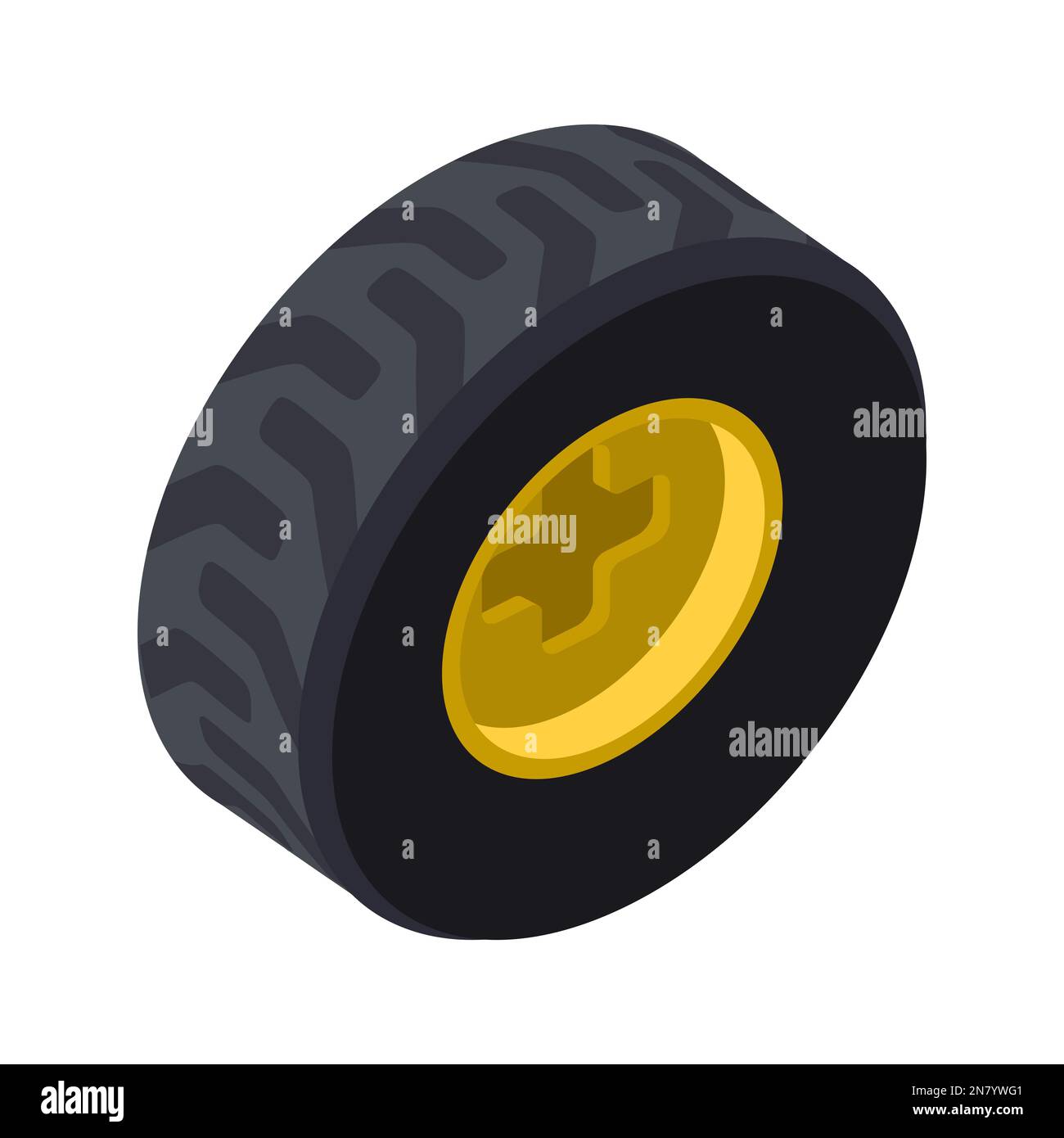 Truck wheel in isometric style on a white background for printing and ...
