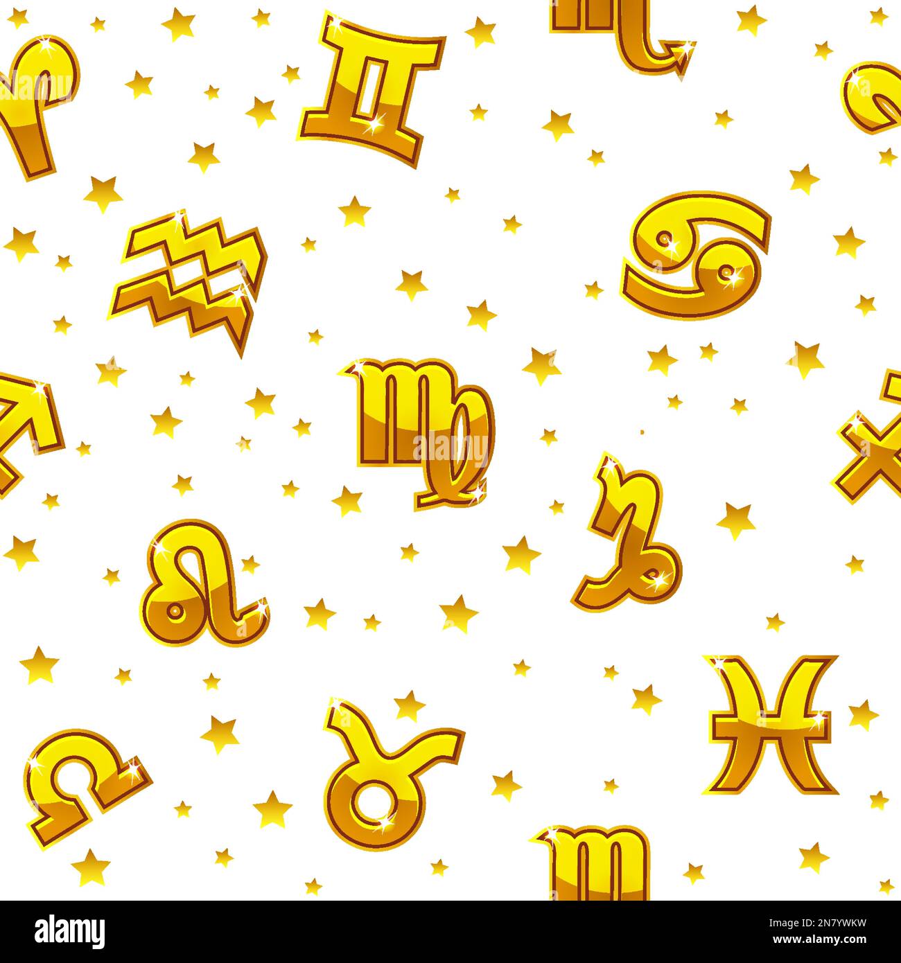 Background with golden signs of the zodiac. Astrology seamless pattern ...