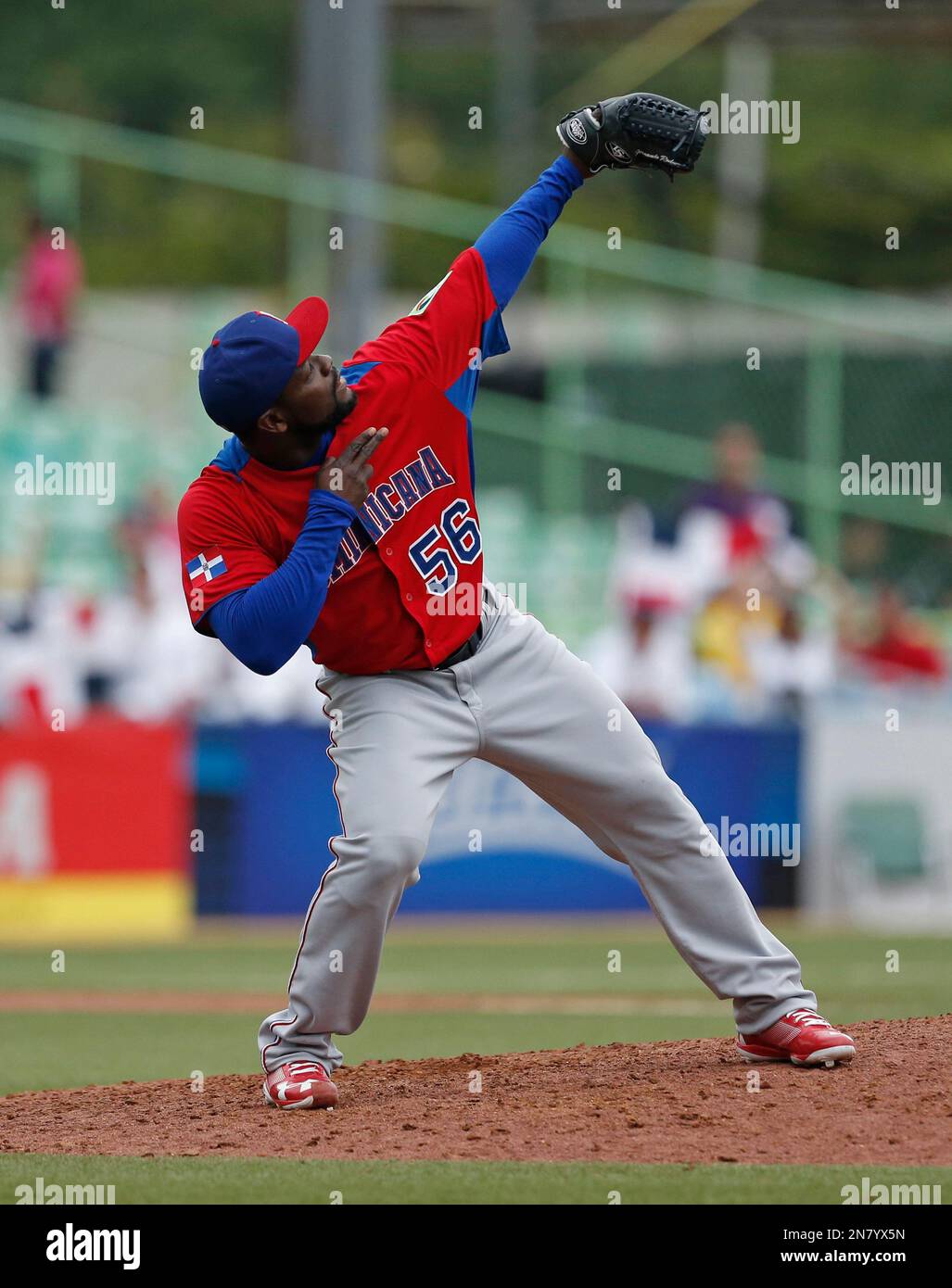 Dominican Republic closing pitcher Fernando Rodney strikes a "lighting ...
