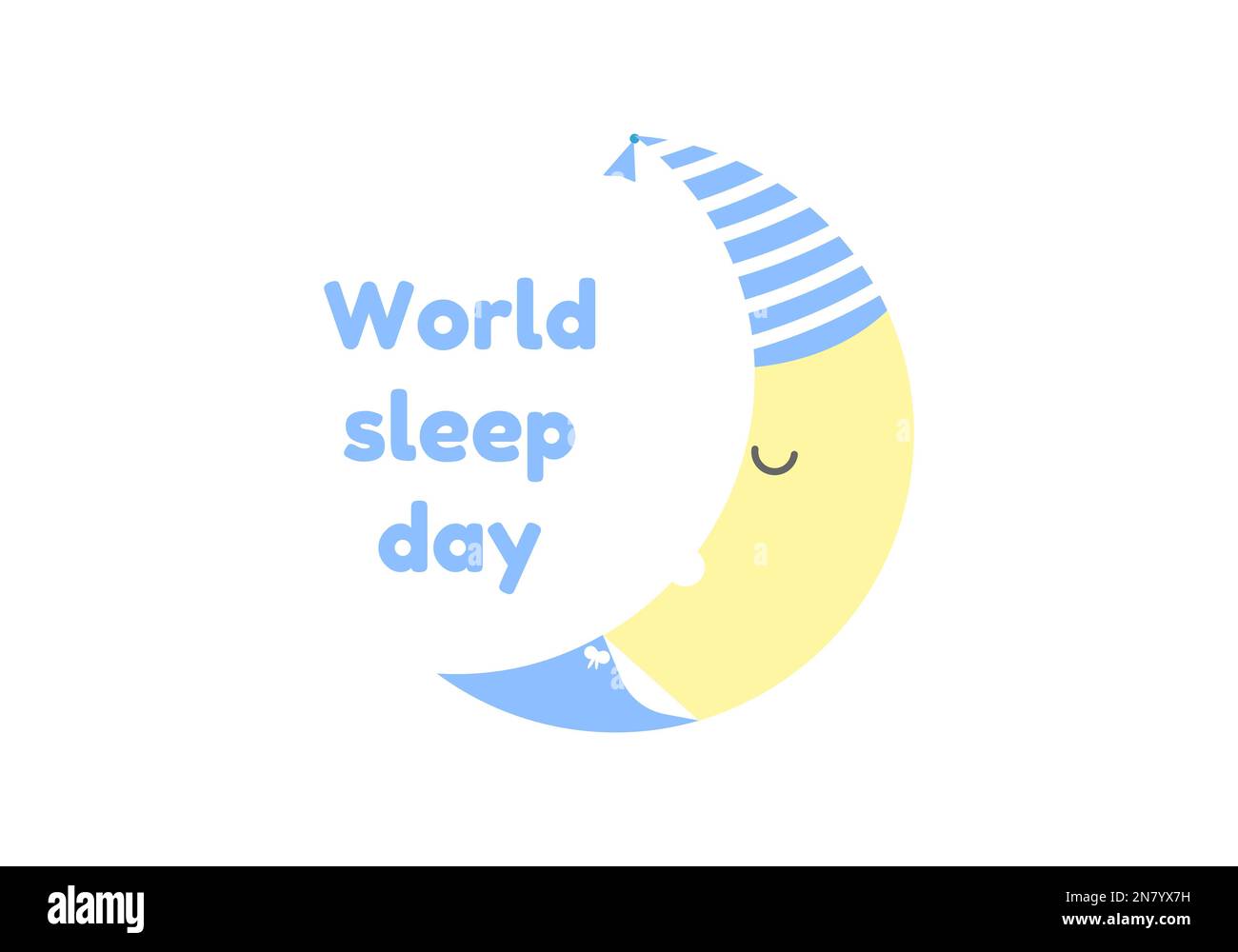 World sleep day. Sleeping moon icon in a sleep cap. White background ...