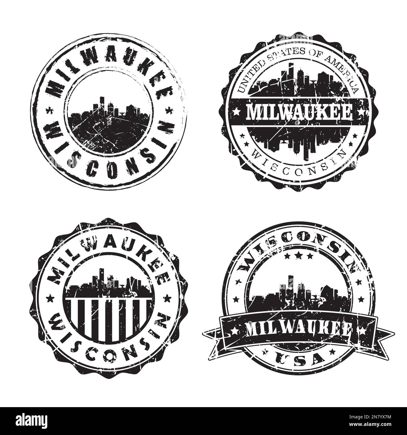 Milwaukee skyline silhouette hi-res stock photography and images - Alamy