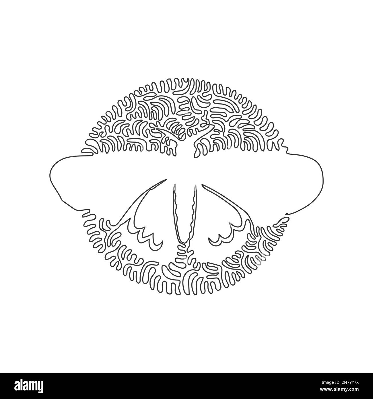 Single curly one line drawing of cute butterfly abstract art ...
