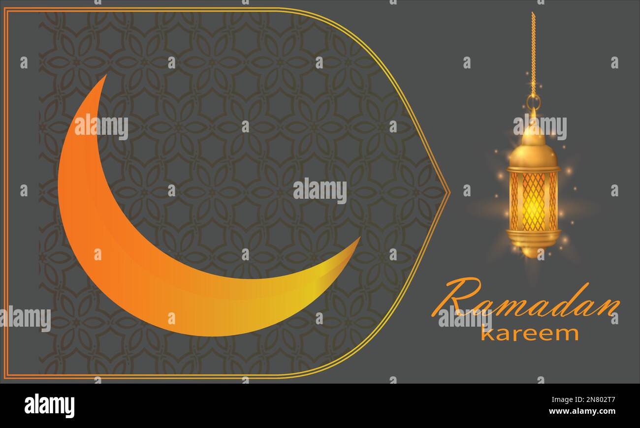 Ramadan greeting card.Crescent Islamic with mosque for Ramadan Kareem ...