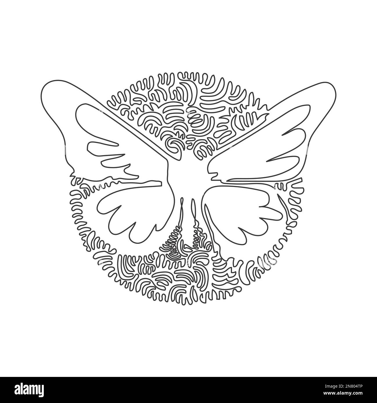 Continuous Curve Line Drawing Of Butterfly With Large Wings Abstract Art Single Line Editable