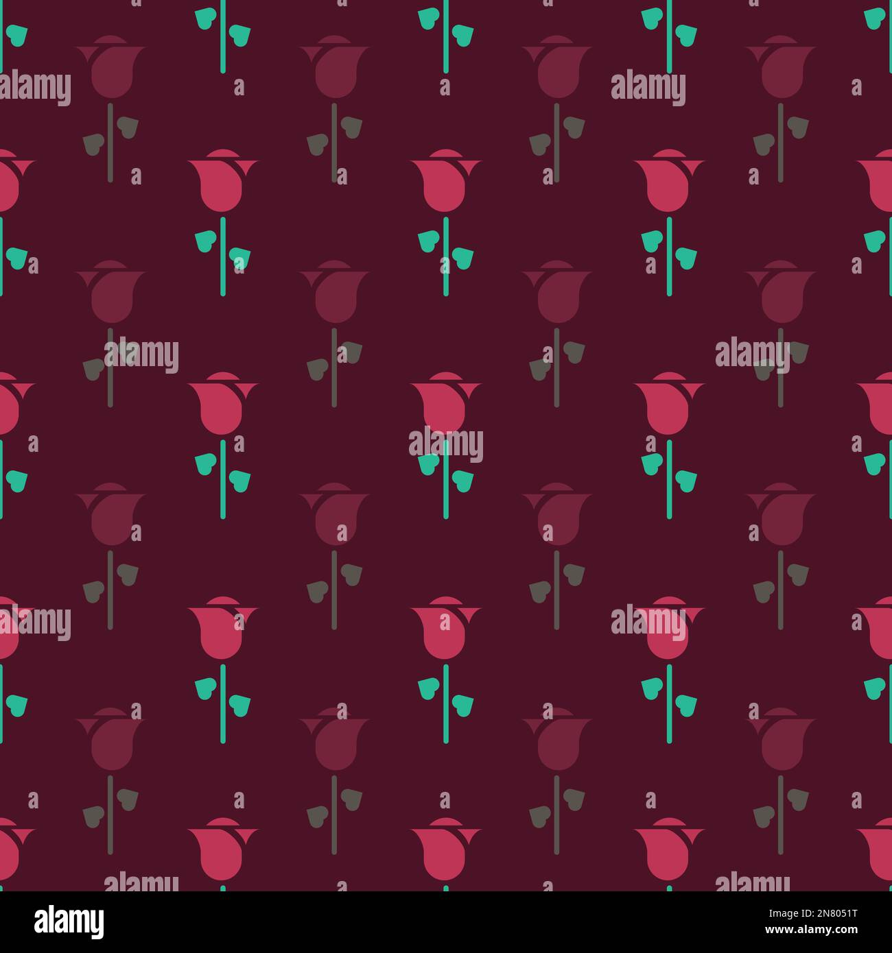 Magenta Valentines Day Roses Vector Repeat Pattern Design Stock Vector ...