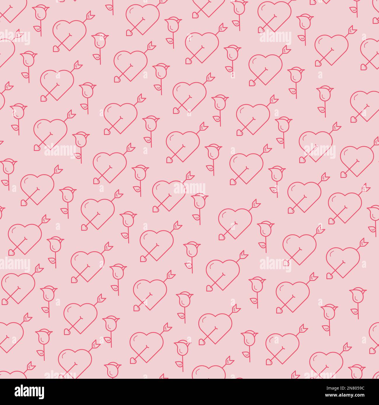 Pink Cupid and Roses Vector Repeat Pattern Background Design Stock ...