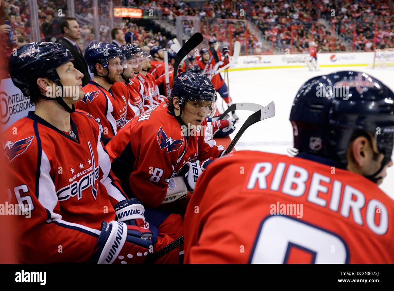 Washington Capitals center Matt Hendricks (26), left wing Alex Ovechkin ...