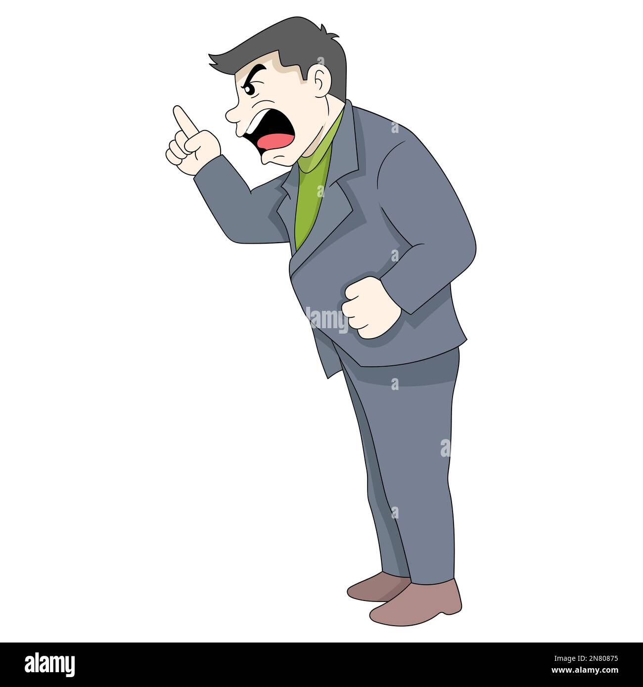 the boss of the company owner was looking angry shouting encouragement ...