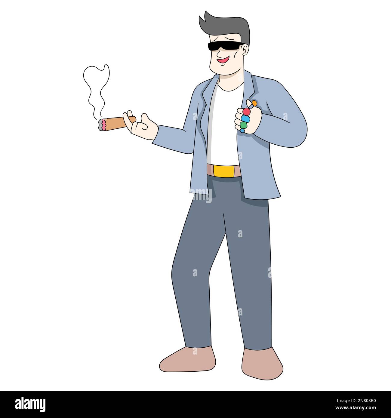rich successful man smoking style. vector design illustration art Stock ...