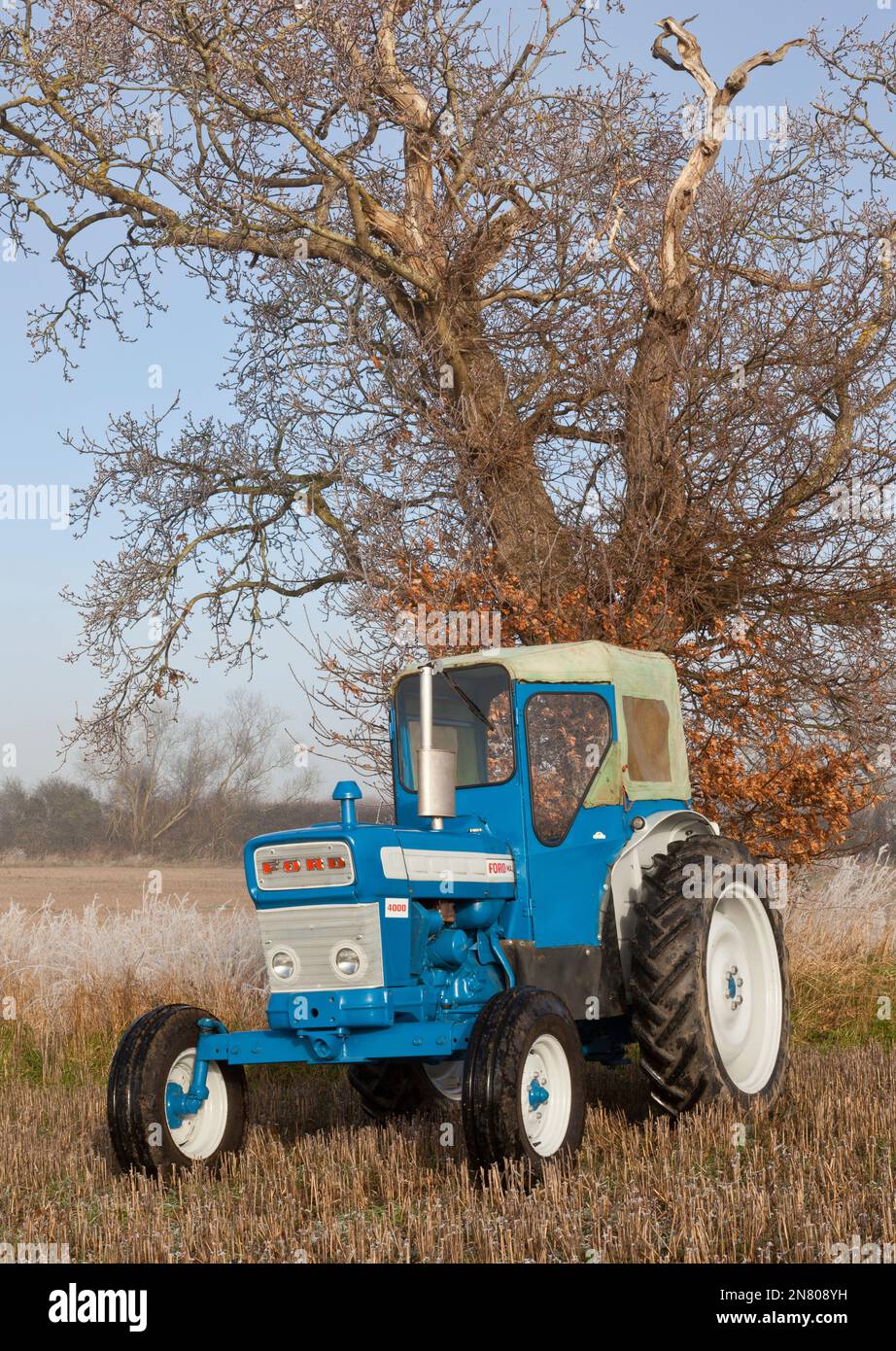 Ford 4000 Pre-Force 1966 Vintage tractor in a frosty landscape Stock ...