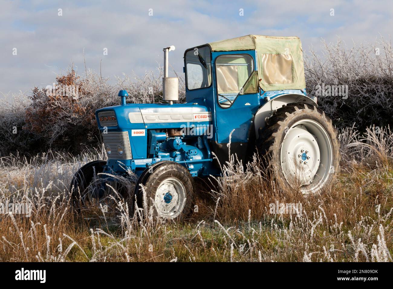 Ford 4000 Pre-Force 1966 Vintage tractor in a frosty landscape Stock ...