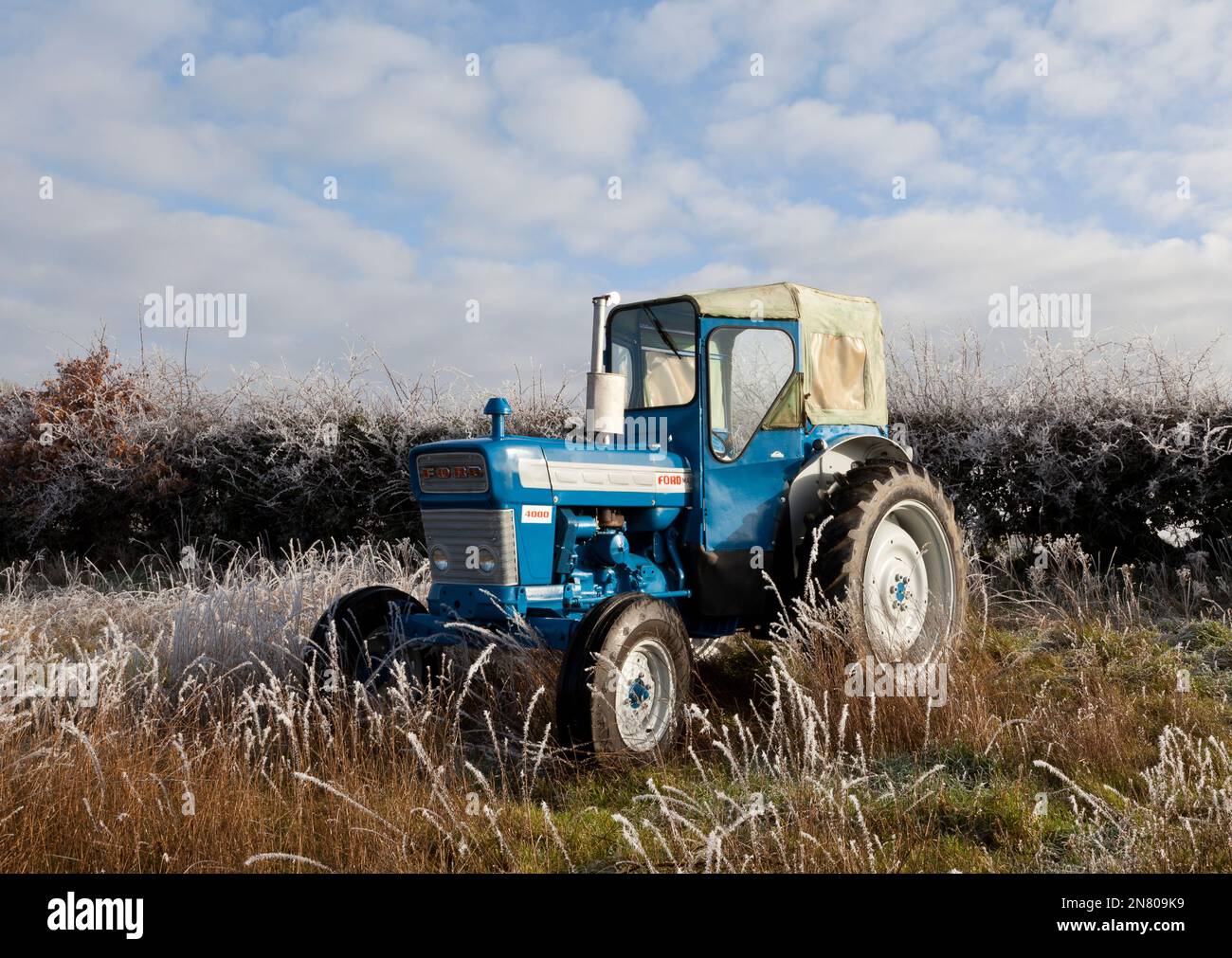 Ford 4000 Pre-Force 1966 Vintage tractor in a frosty landscape Stock ...