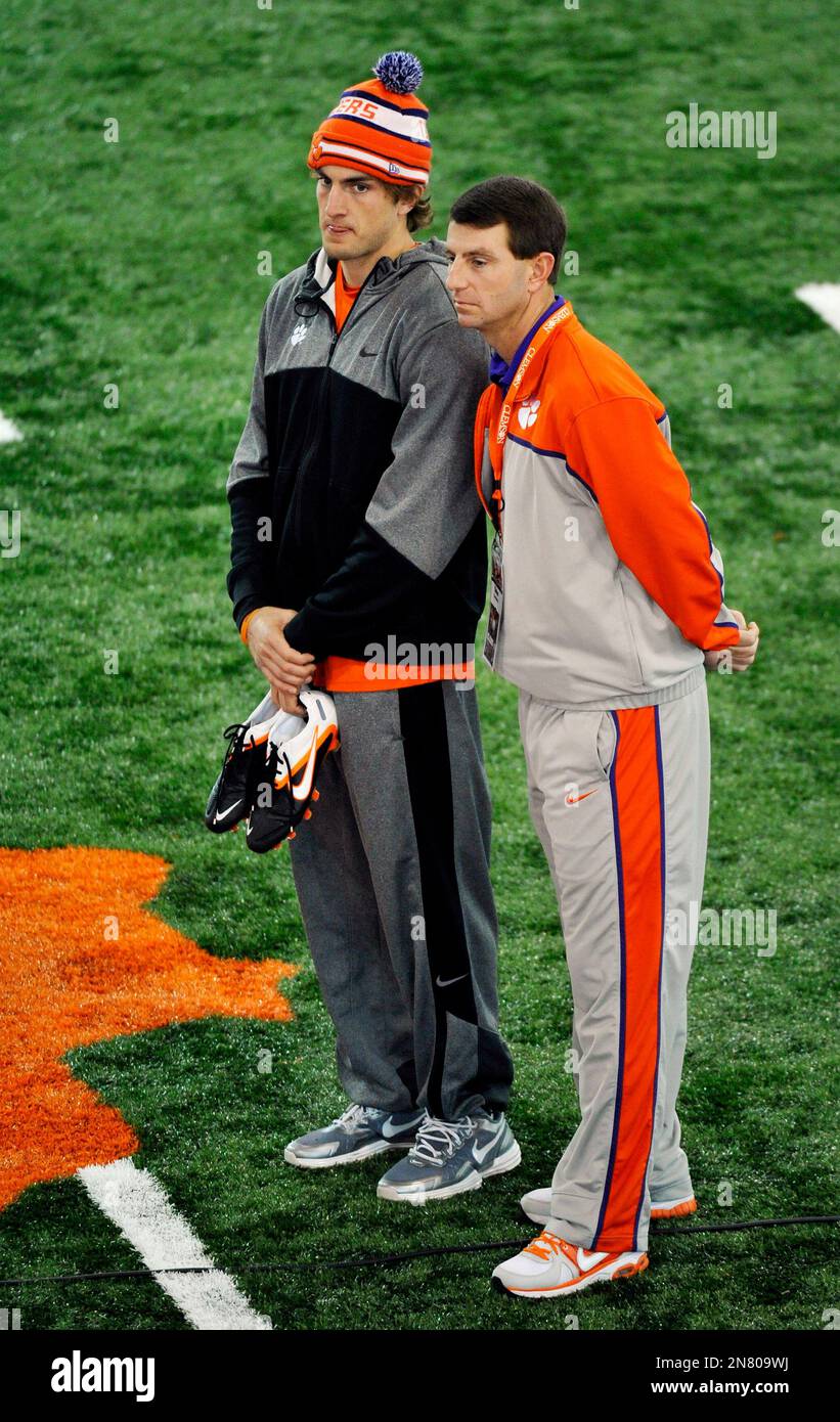 Clemson football coach Dabo Swinney, right, and kicker Spencer Benton ... Clemson football coach Dabo Swinney, right, and kicker Spencer Benton ...