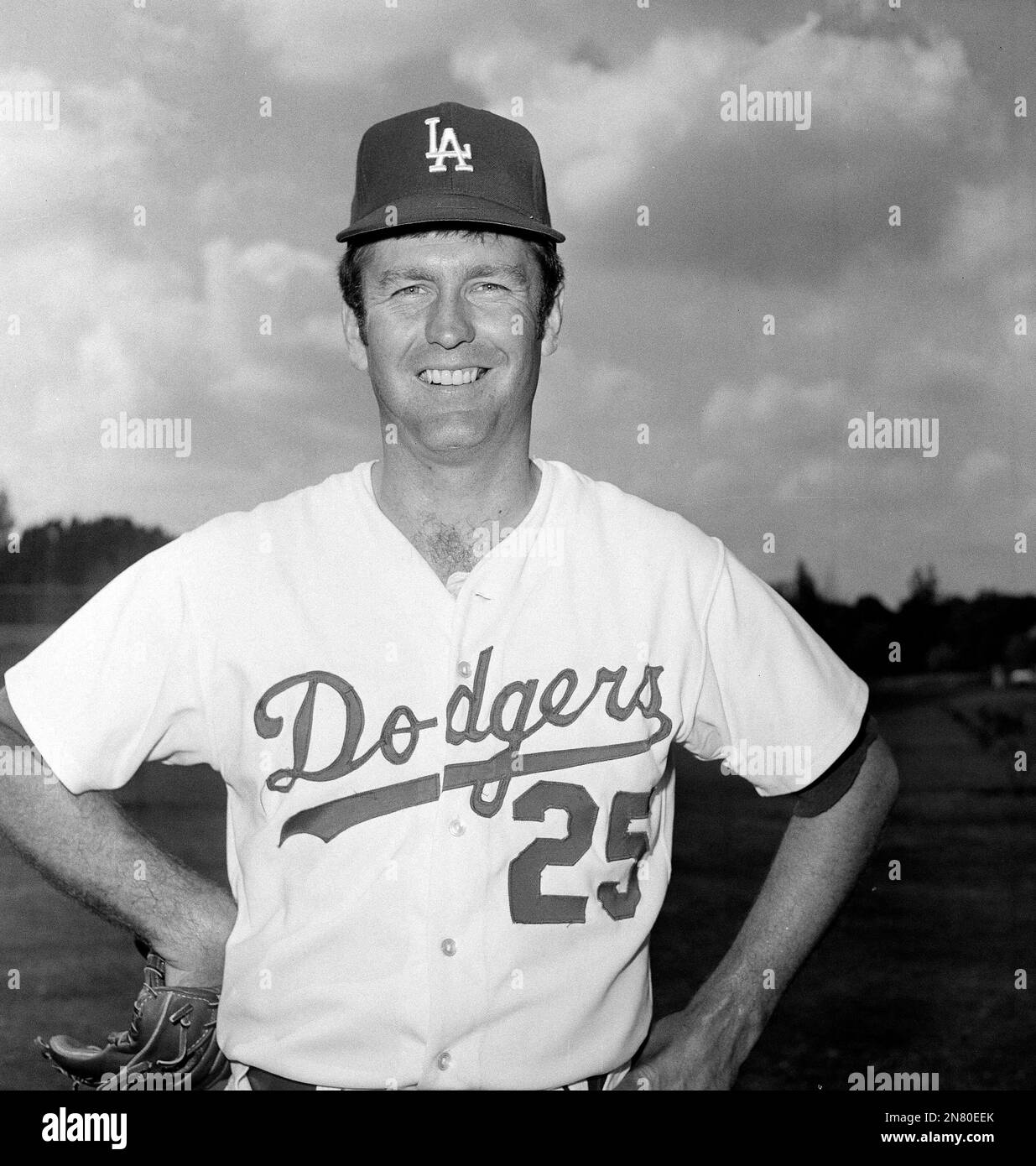 Tommy John, left-handed pitcher for the Los Angeles Dodgers, poses at ...
