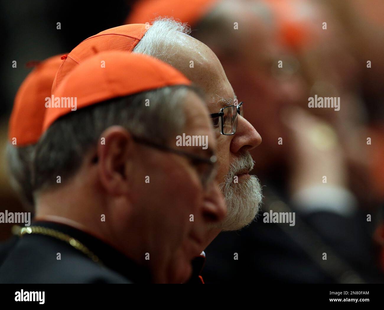 Cardinal Sean Patrick O'Malley, right, is flanked by cardinal Roger ...