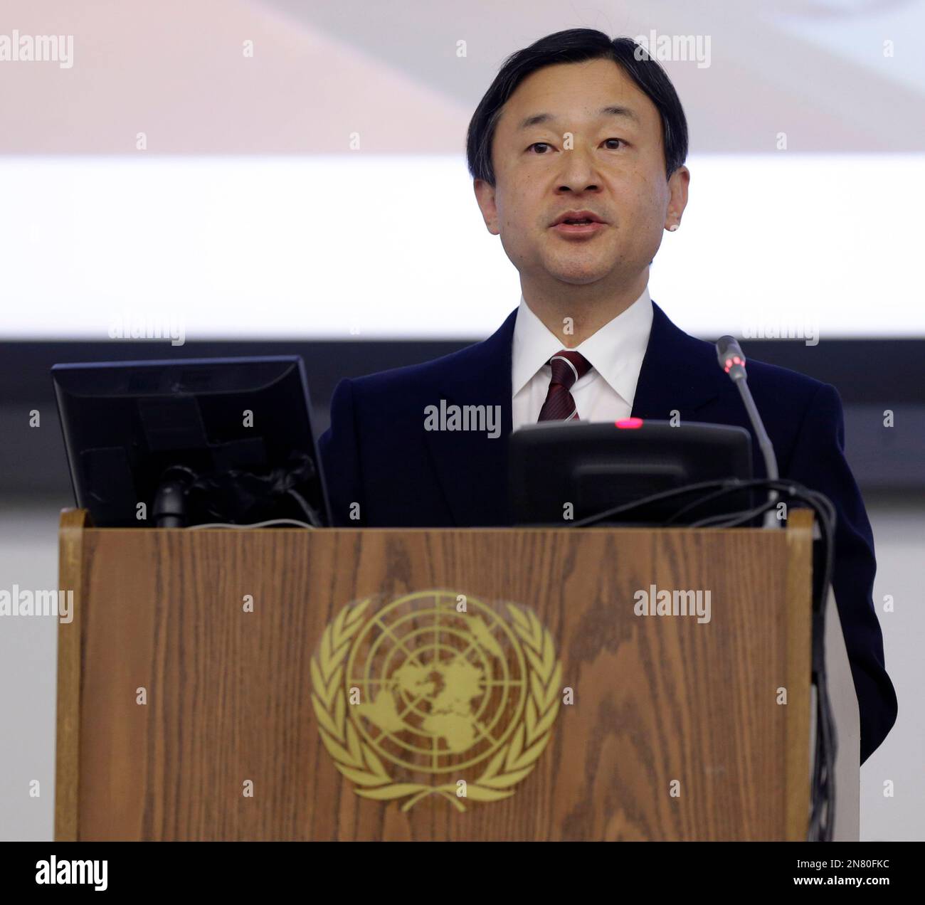 Japan's Crown Prince Naruhito speaks during a meeting on water and ...
